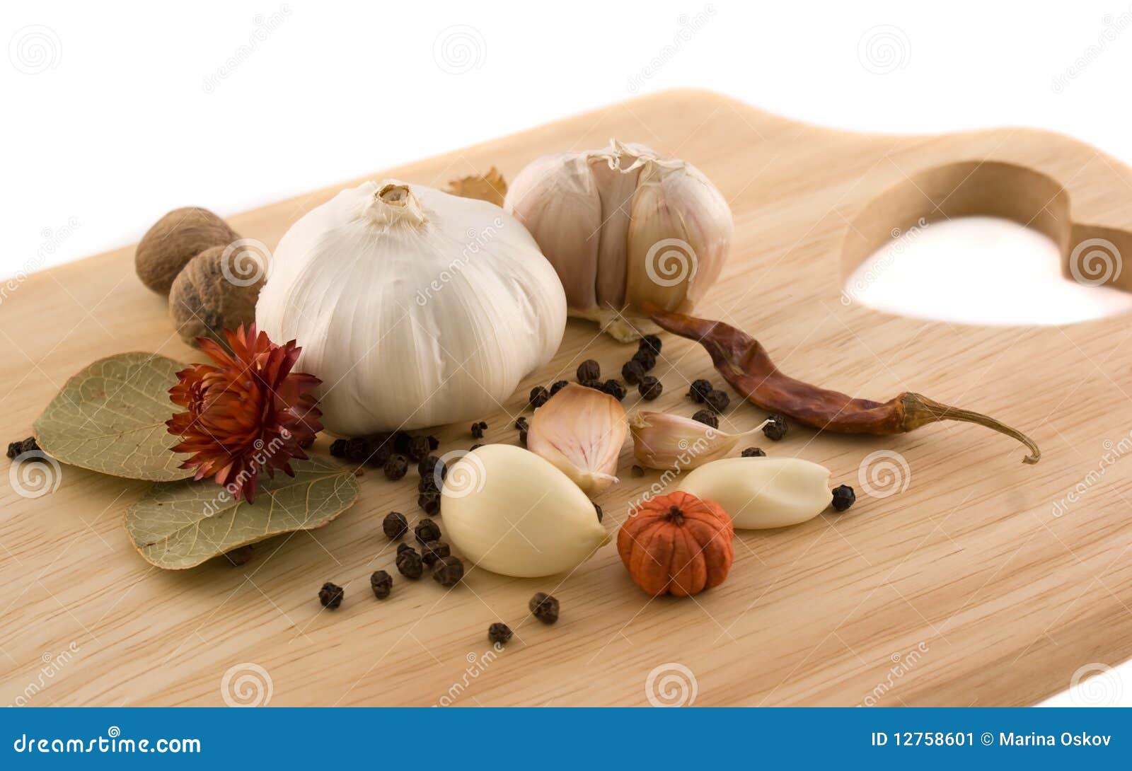 Garlic with Black Pepper and Herbs Stock Image - Image of isolated ...