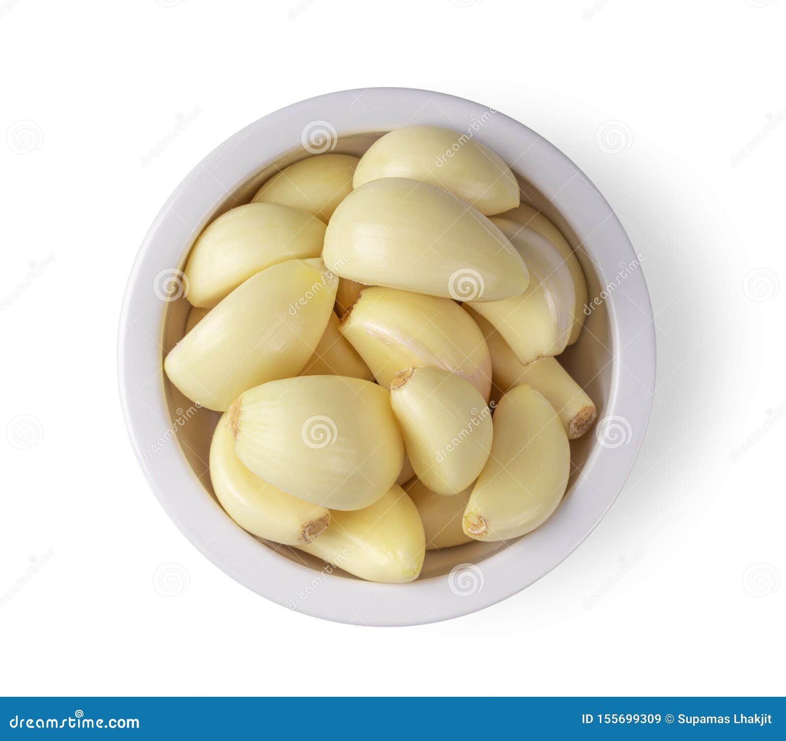 Garlic in a Bowl Isolated on White Background Stock Image - Image of ...