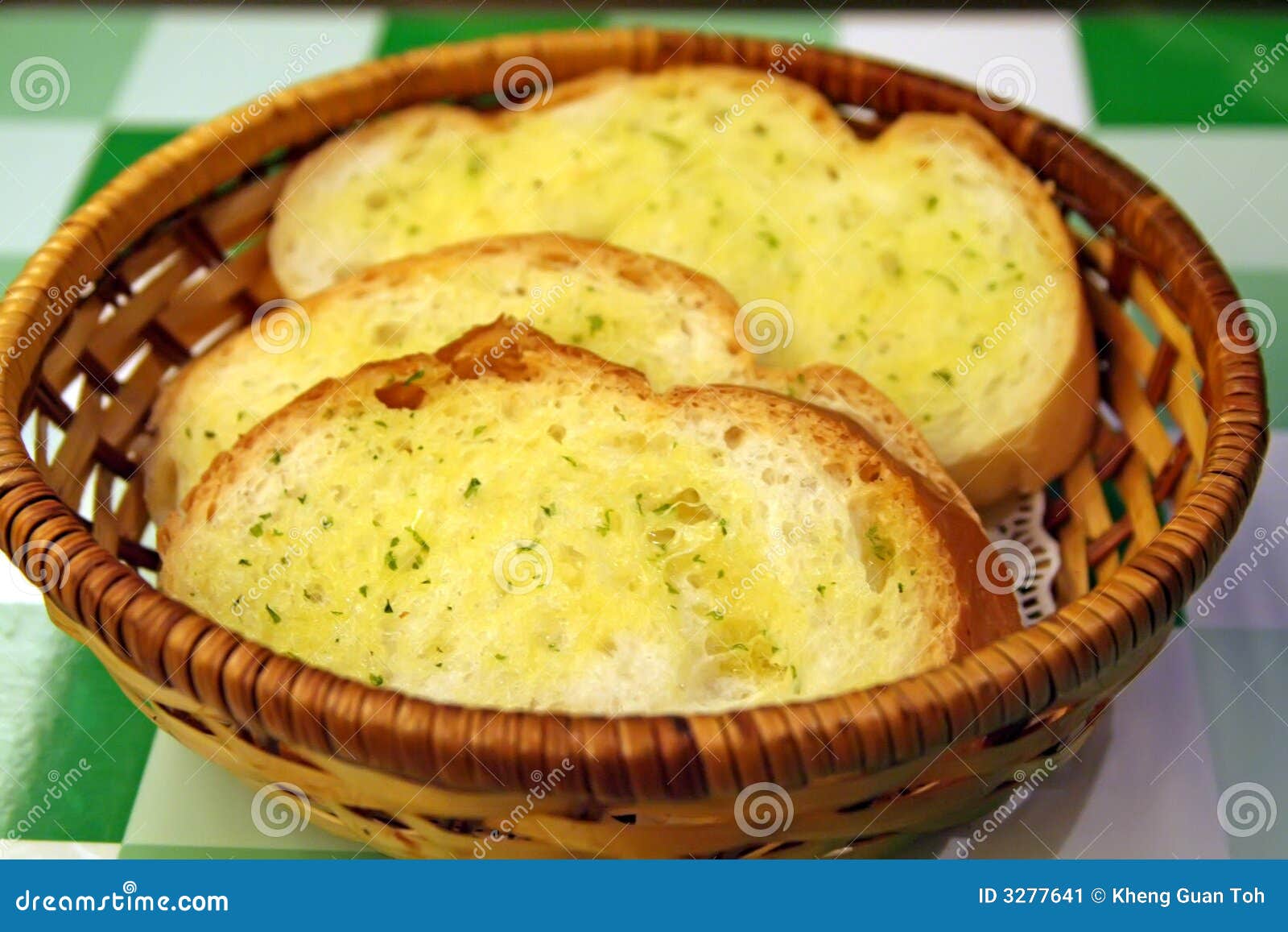 Garlic bread stock image. Image of checkered, parsley - 3277641