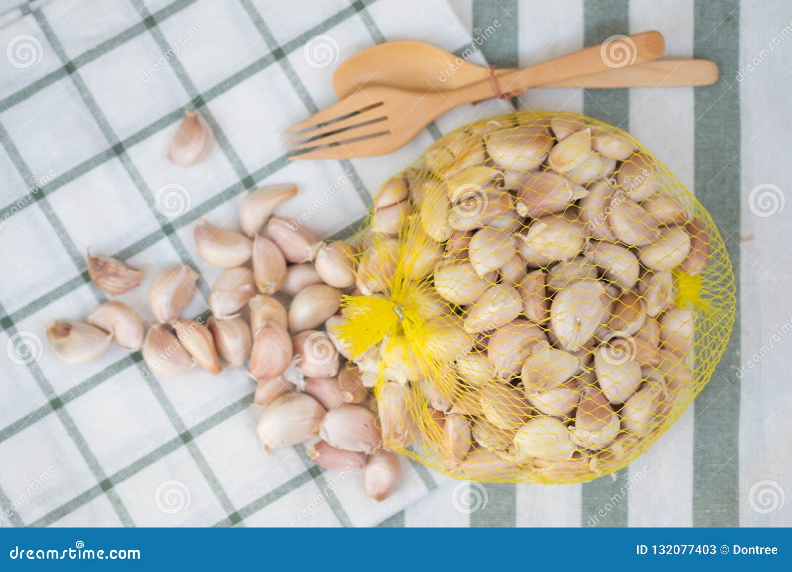 Garlic Bulbs in Net Packages. Select Focus Stock Image - Image of ...