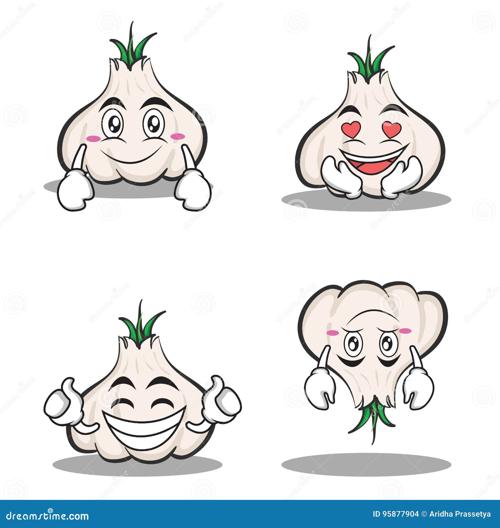 Garlic Cartoon Character Set Collection Stock Vector - Illustration of ...