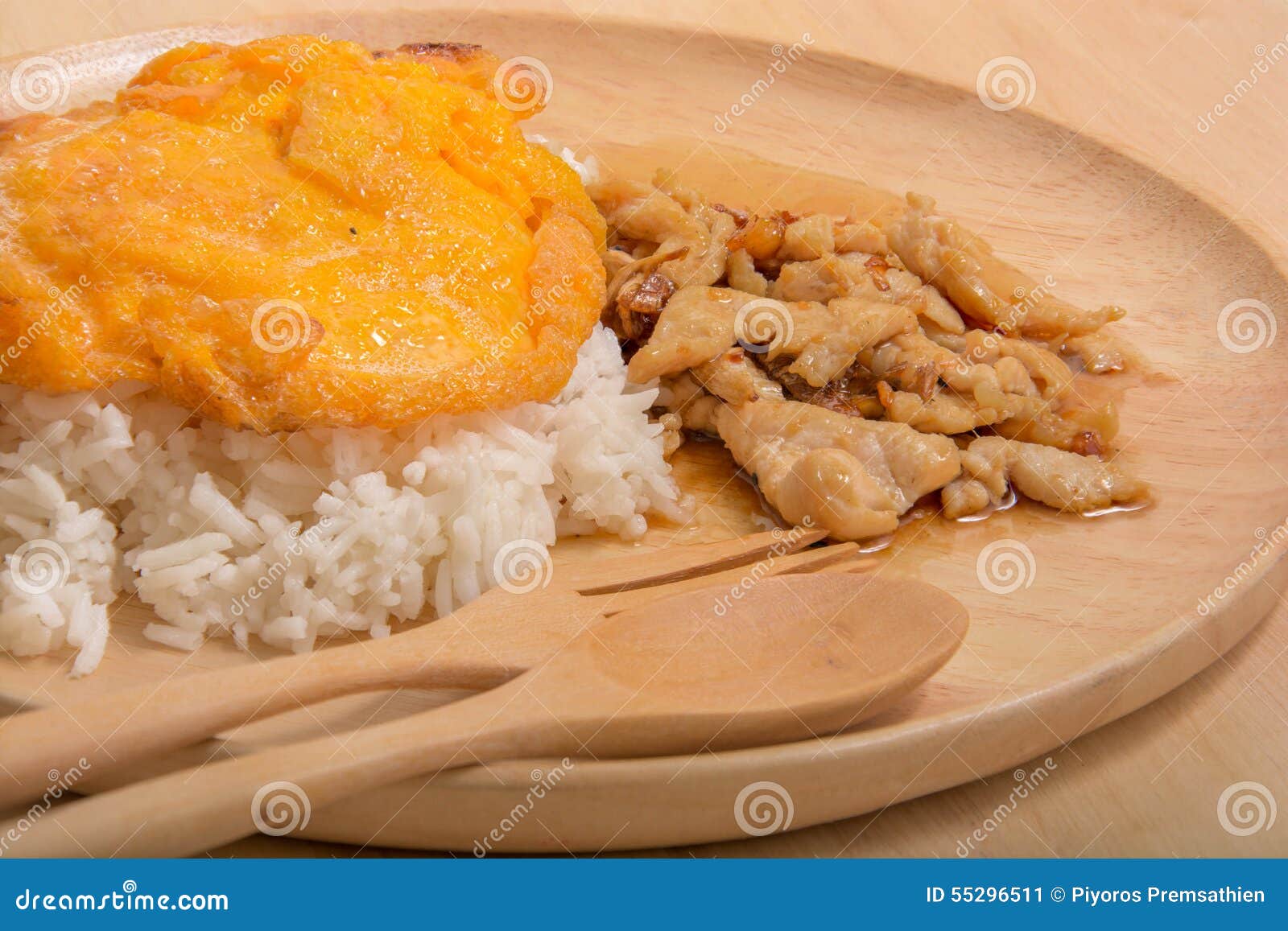Garlic Chicken Rice with Omelette Stock Image - Image of food, asia ...