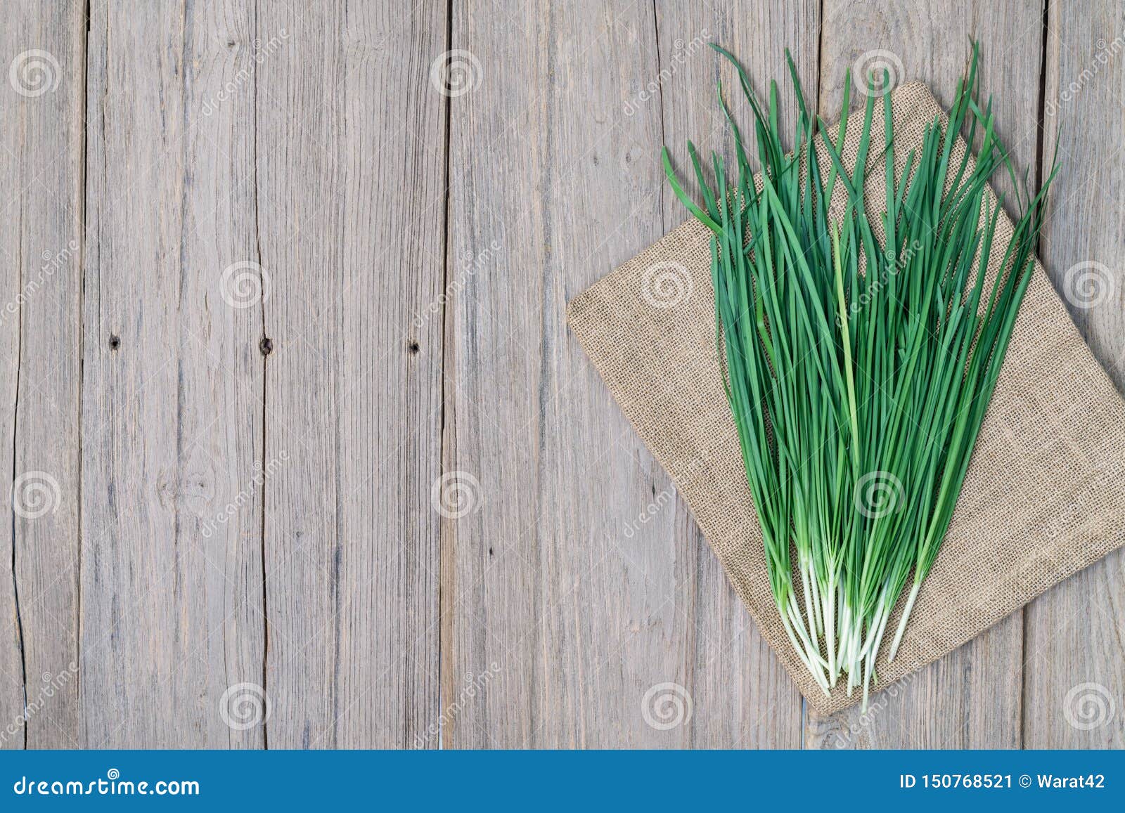 Garlic Chive on Wood Background,top View Stock Image - Image of grass ...