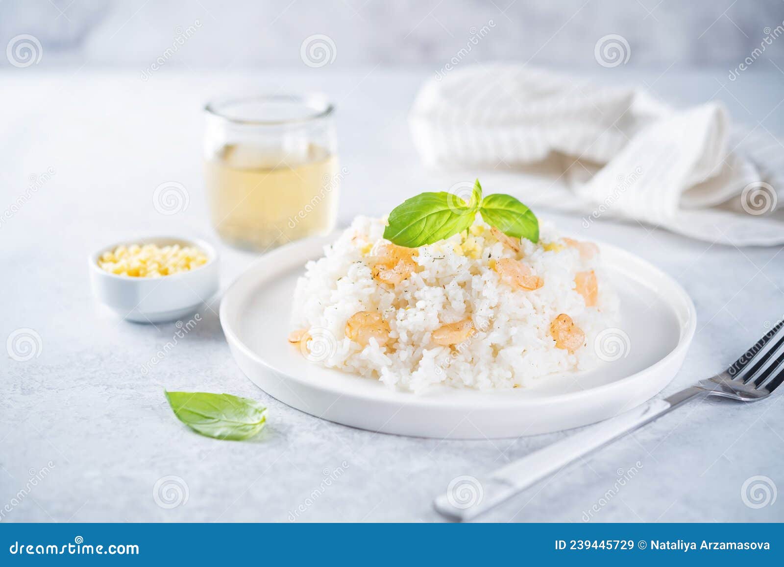 Garlic Cream Shrimp Rice with Cheese Stock Image - Image of homemade ...