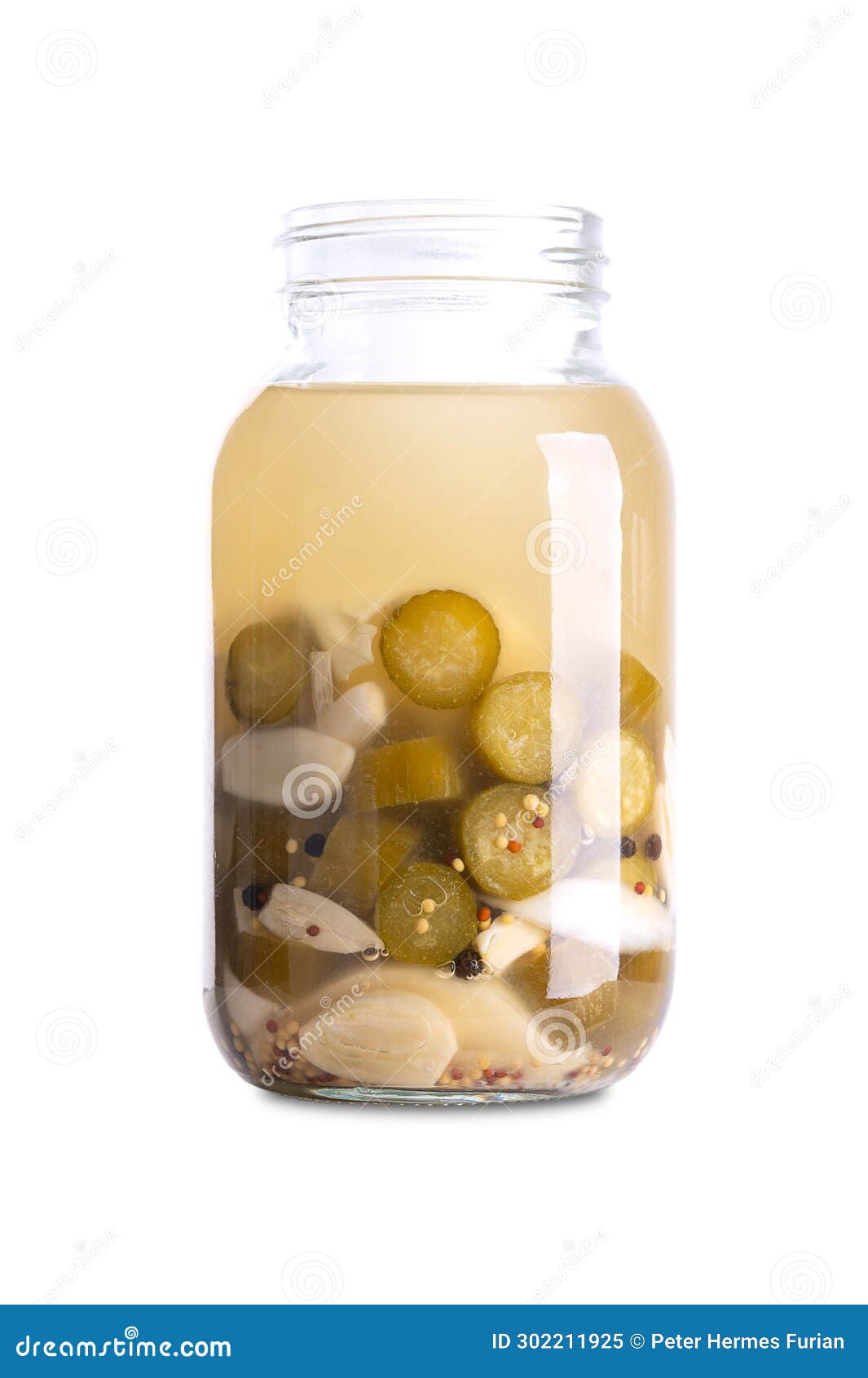 Garlic Cucumbers, Homemade and Fermented in a Glass Jar Stock Image ...