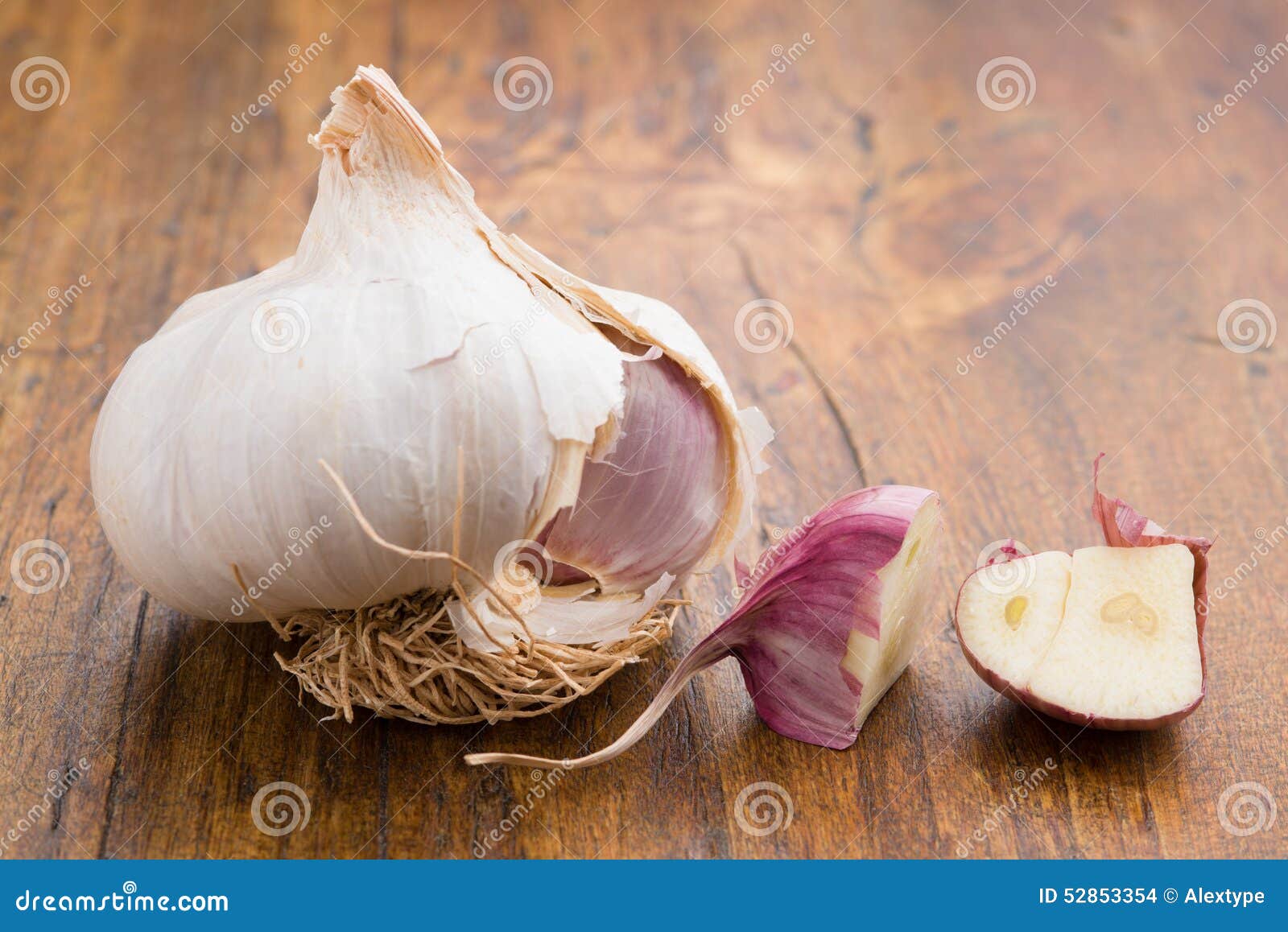 Garlic with cut clove stock photo. Image of aromatic - 52853354