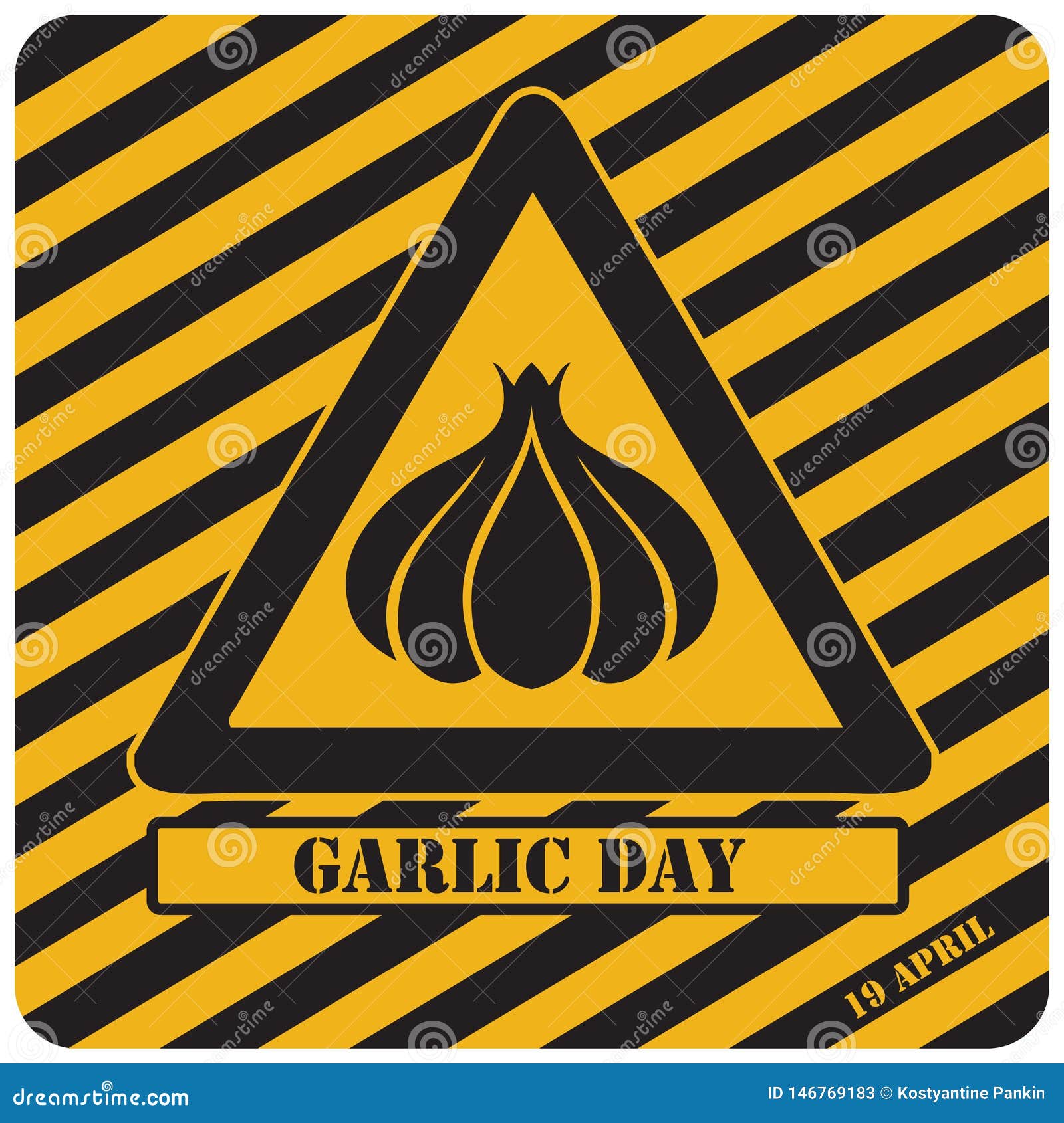 Attention Garlic In Yellow Triangle. Road Sign Attention Pungent ...