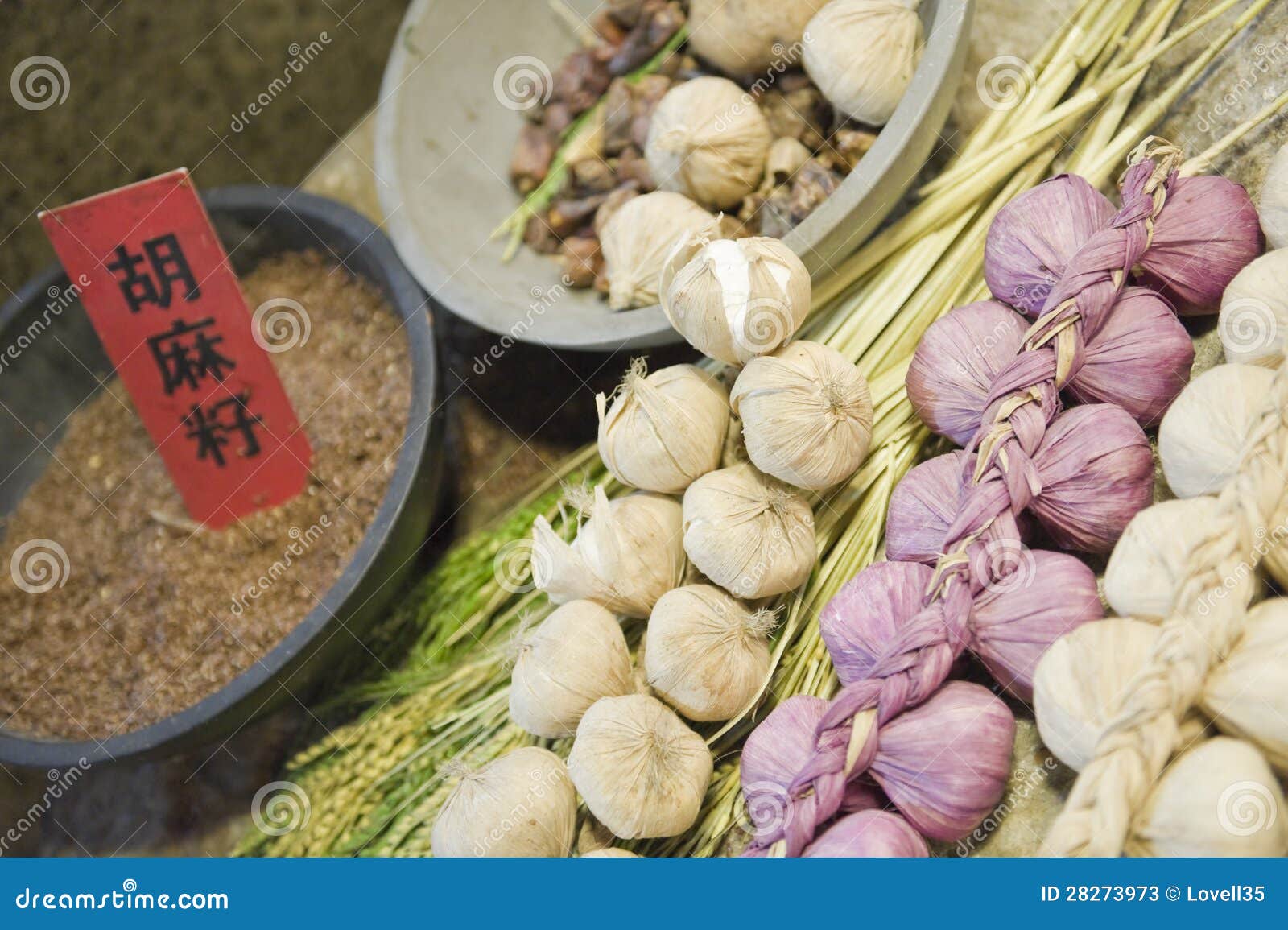 Garlic on display stock image. Image of taste, tied, asia - 28273973