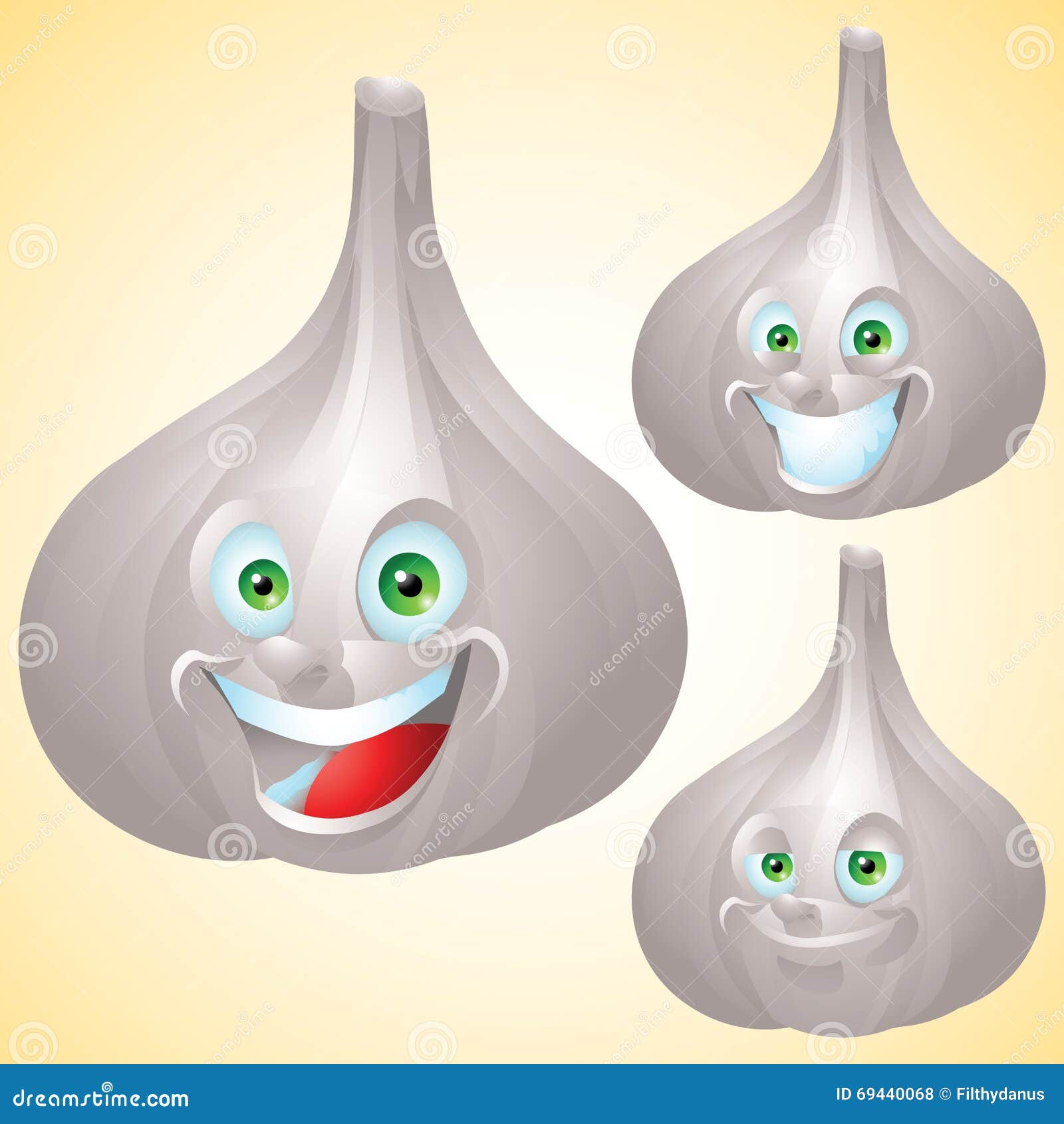 Garlic Face Expression Cartoon Character Set Stock Vector ...