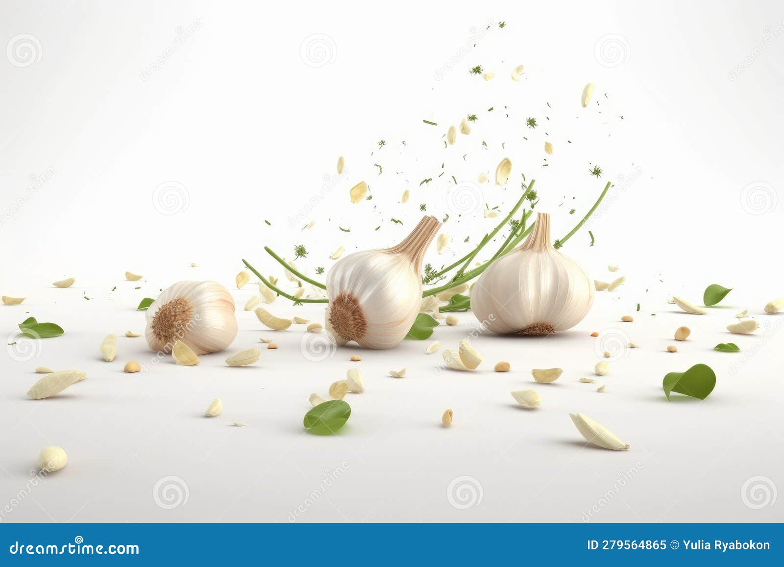 Garlic flying. Generate Ai stock illustration. Illustration of ...