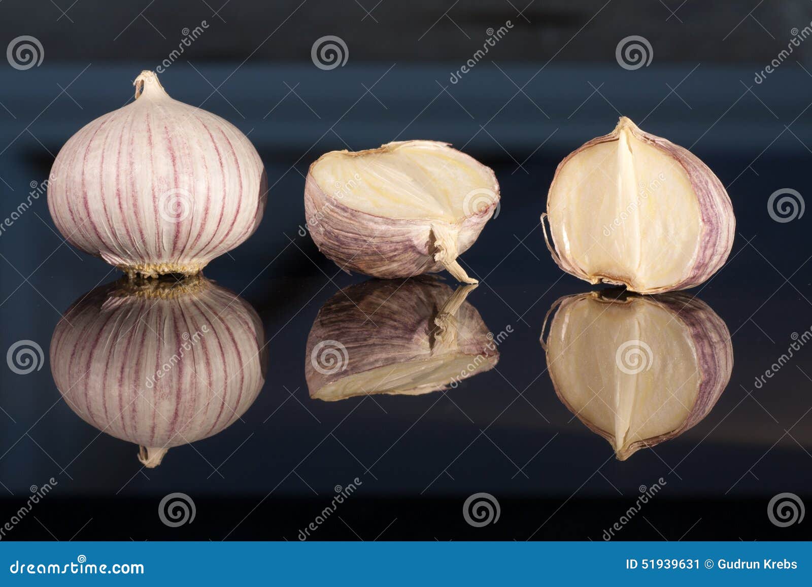 Garlic stock image. Image of reflection, blue, garlic - 51939631