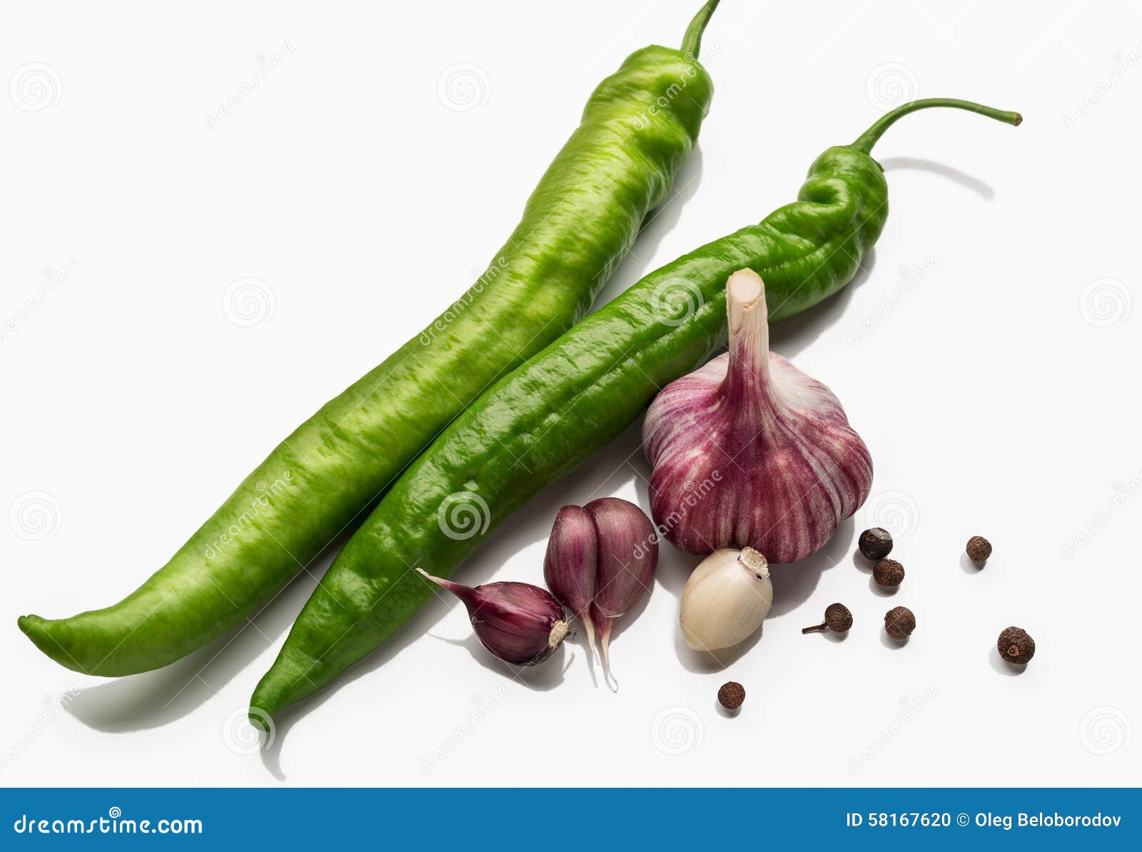 Garlic and green pepper stock photo. Image of pepper - 58167620