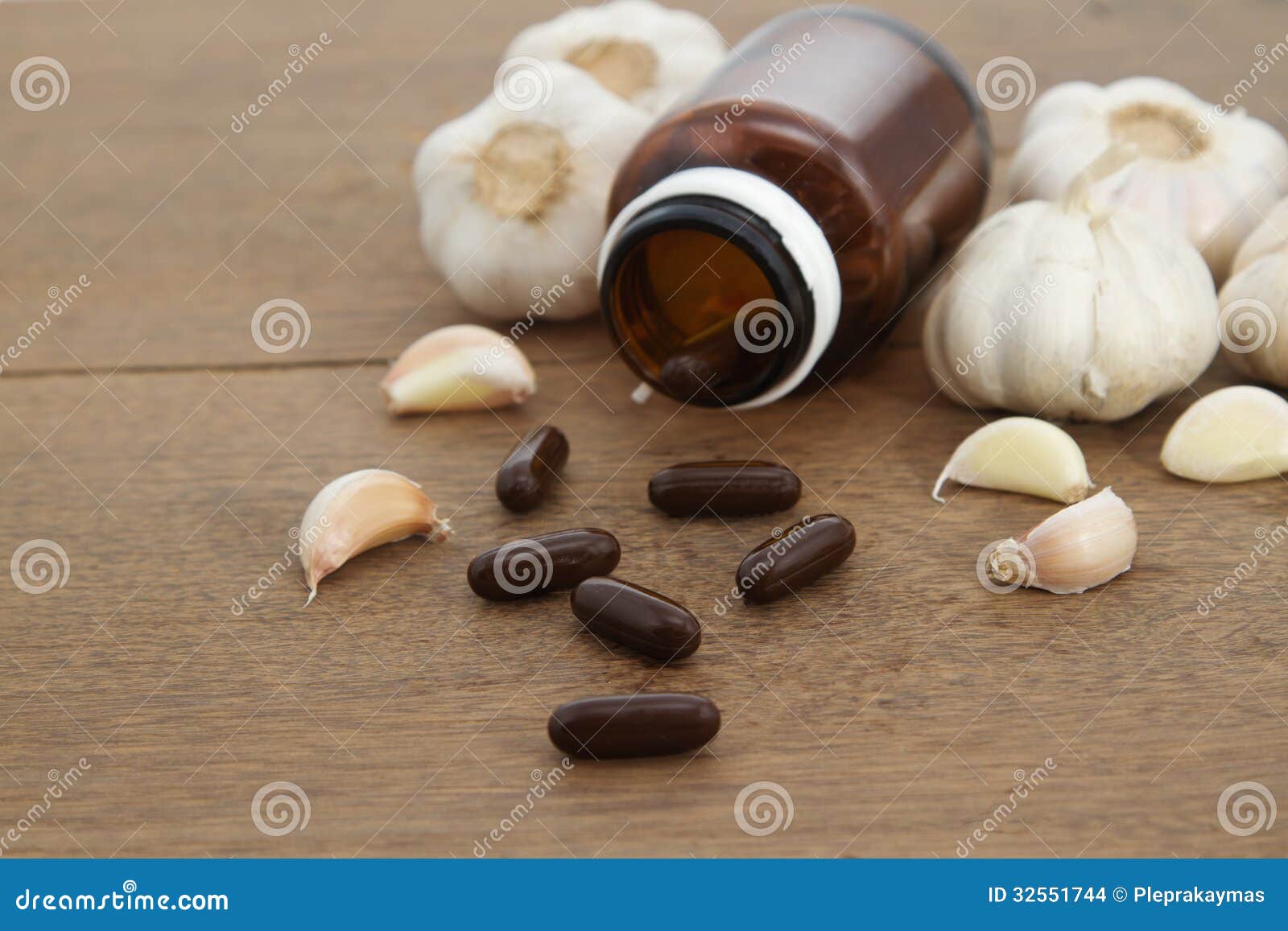 Garlic Herbal Supplement Pills Stock Photo - Image of healing ...
