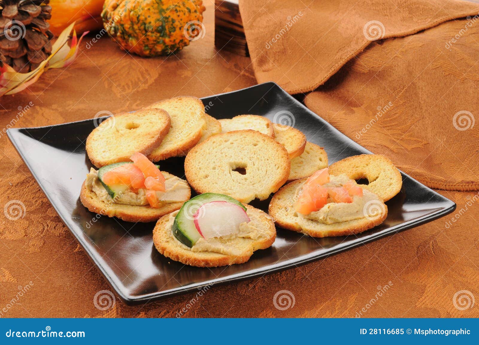 Garlic hummus canapes stock image. Image of appetizers - 28116685