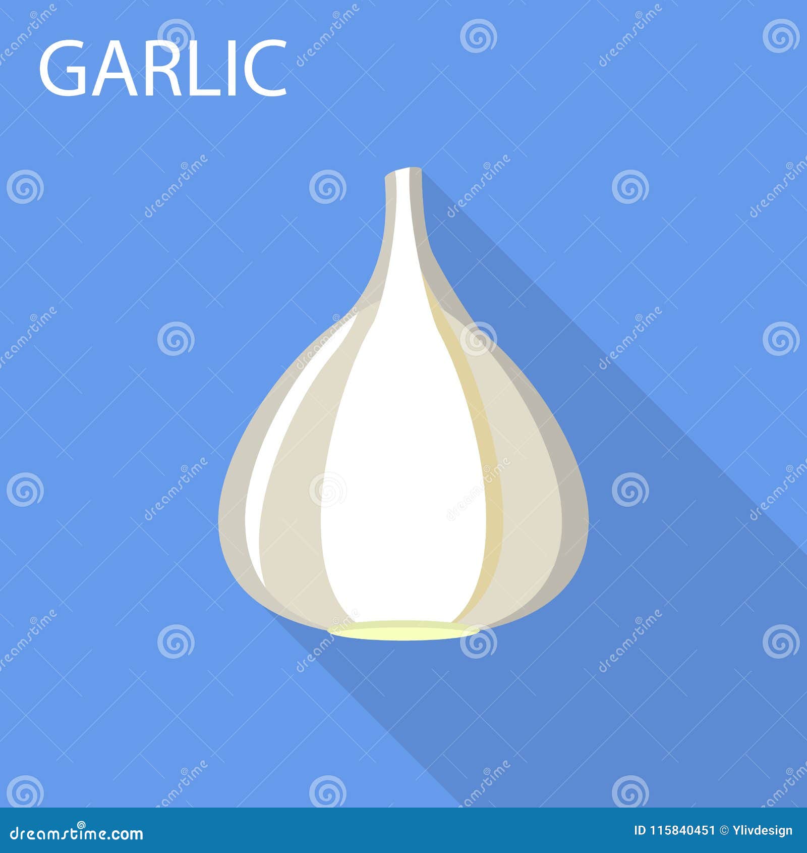 Garlic icon, flat style stock vector. Illustration of ingredient ...