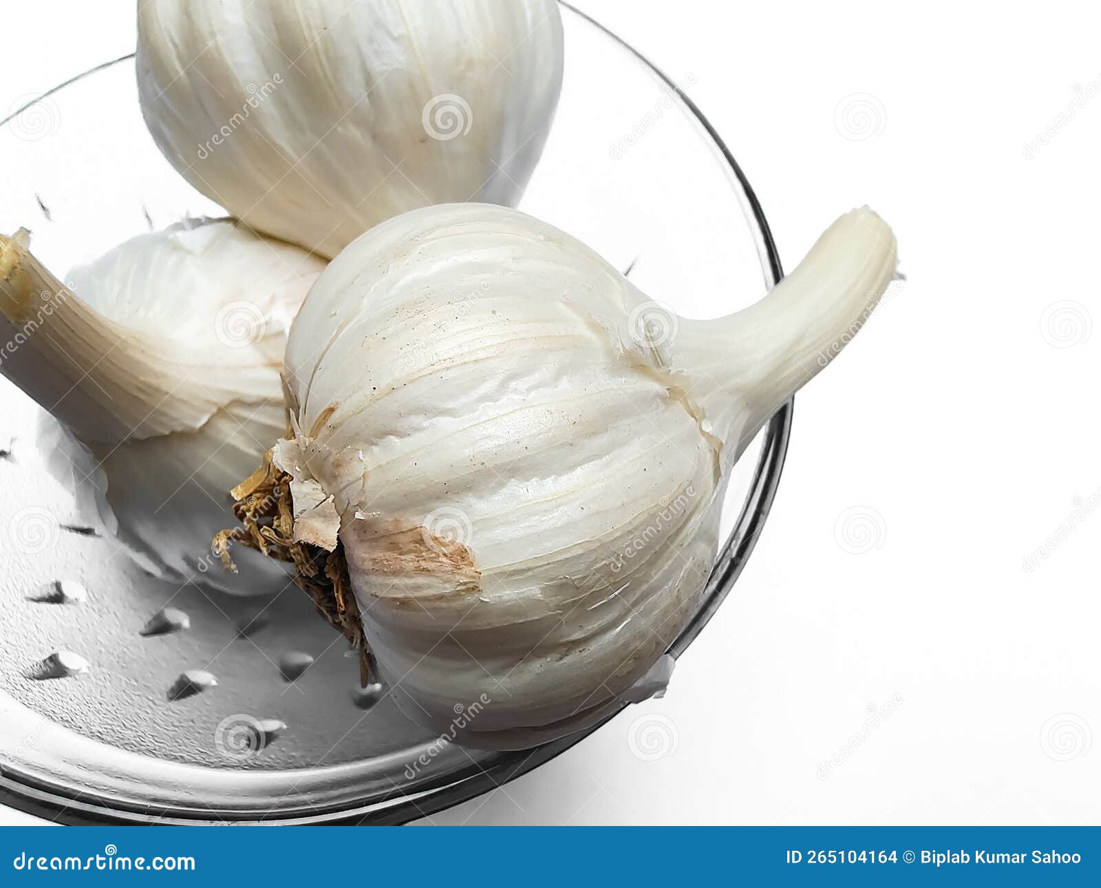 Garlic Isolated on White Background, Raw Garlic Top View Copy Space ...