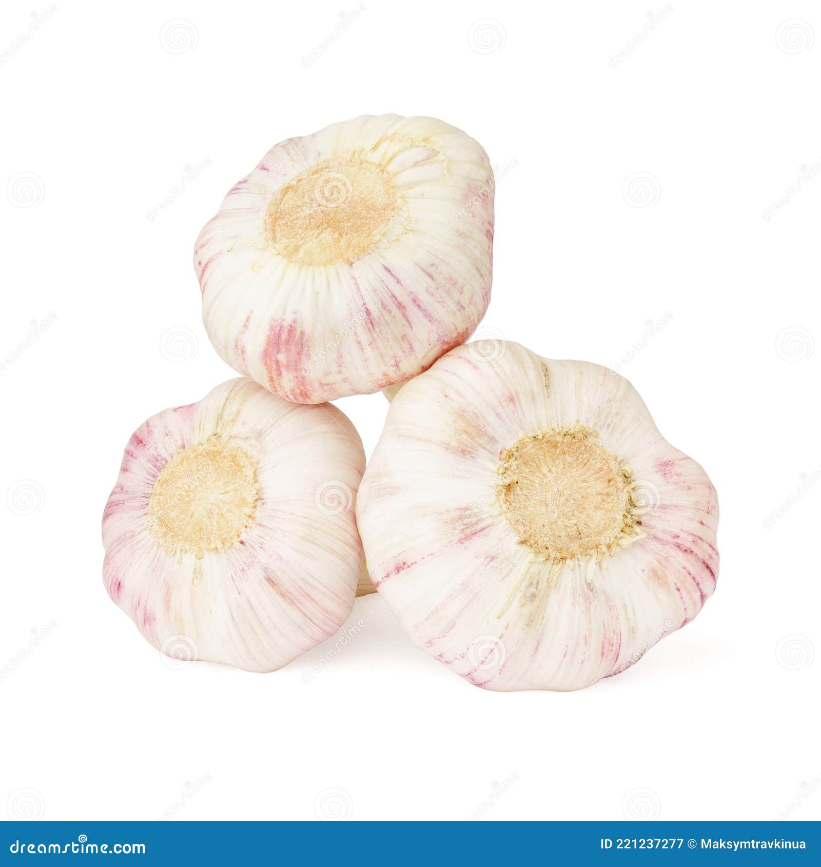 Garlic Isolated on White. Three Heads of Young Garlic Stock Image ...