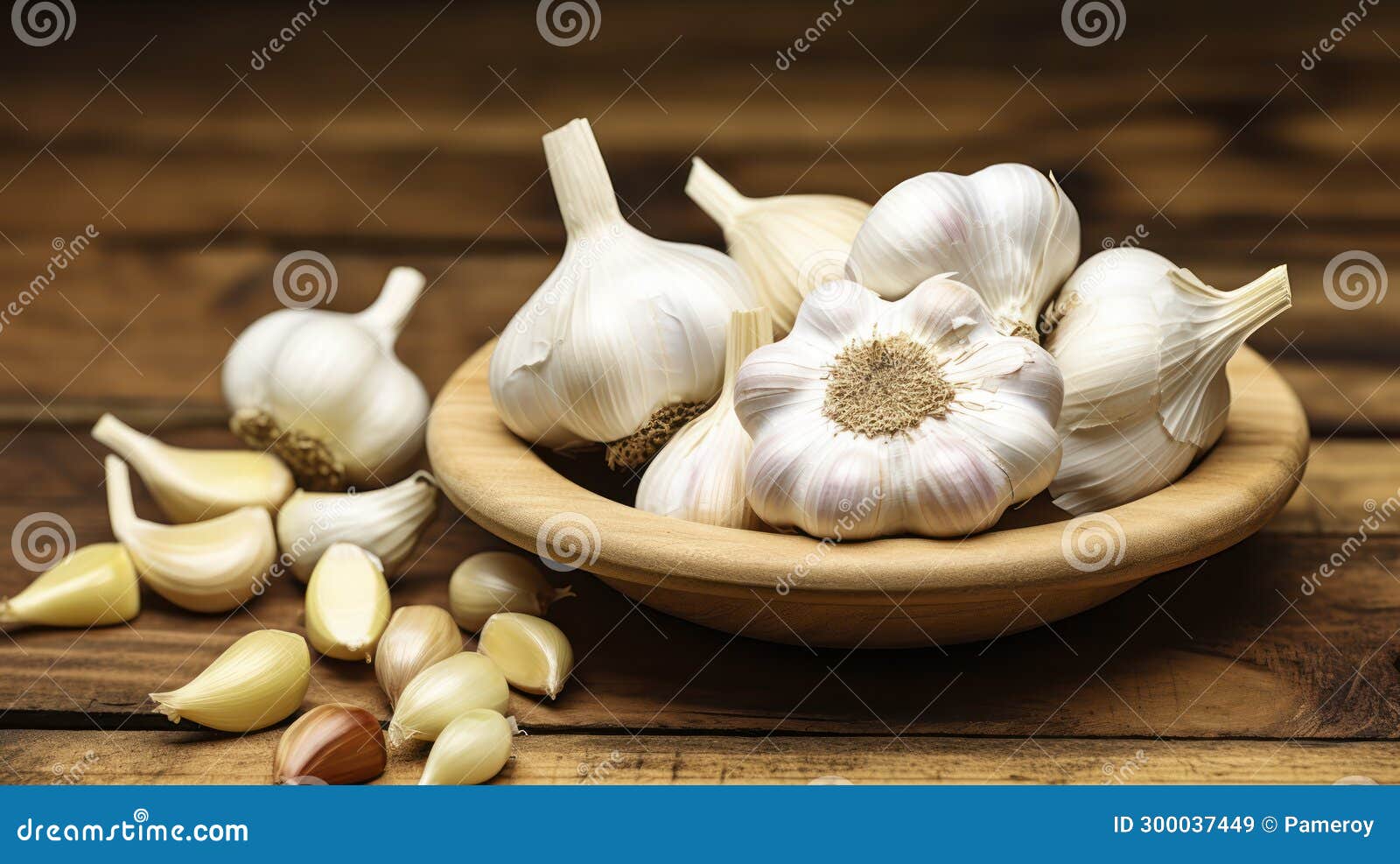 Garlic on Kitchen Table. Healthy Ingredients for Food. Garlic when ...