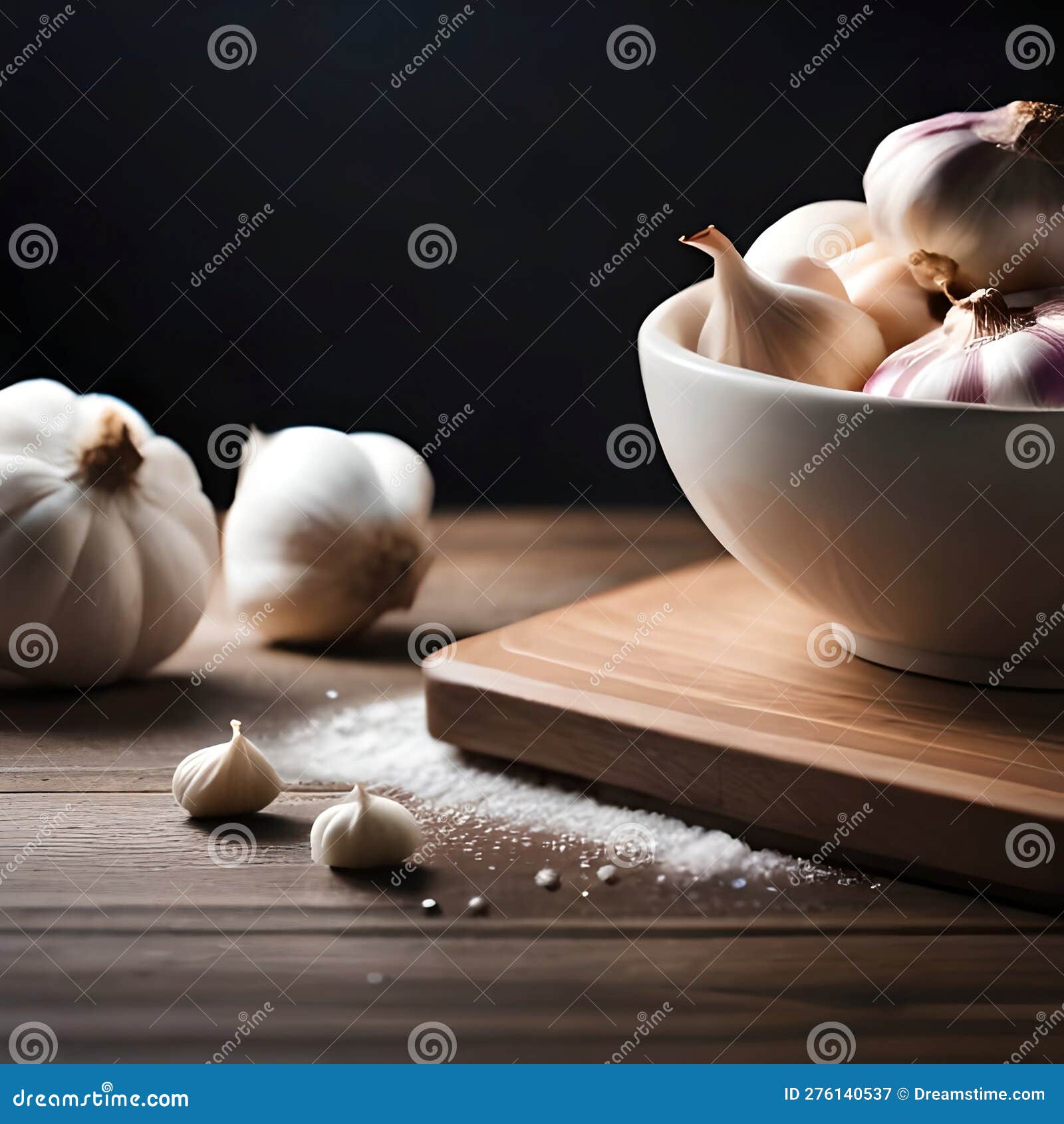 Garlic Kitchen Themed Photo on the Table Stock Image - Image of table ...