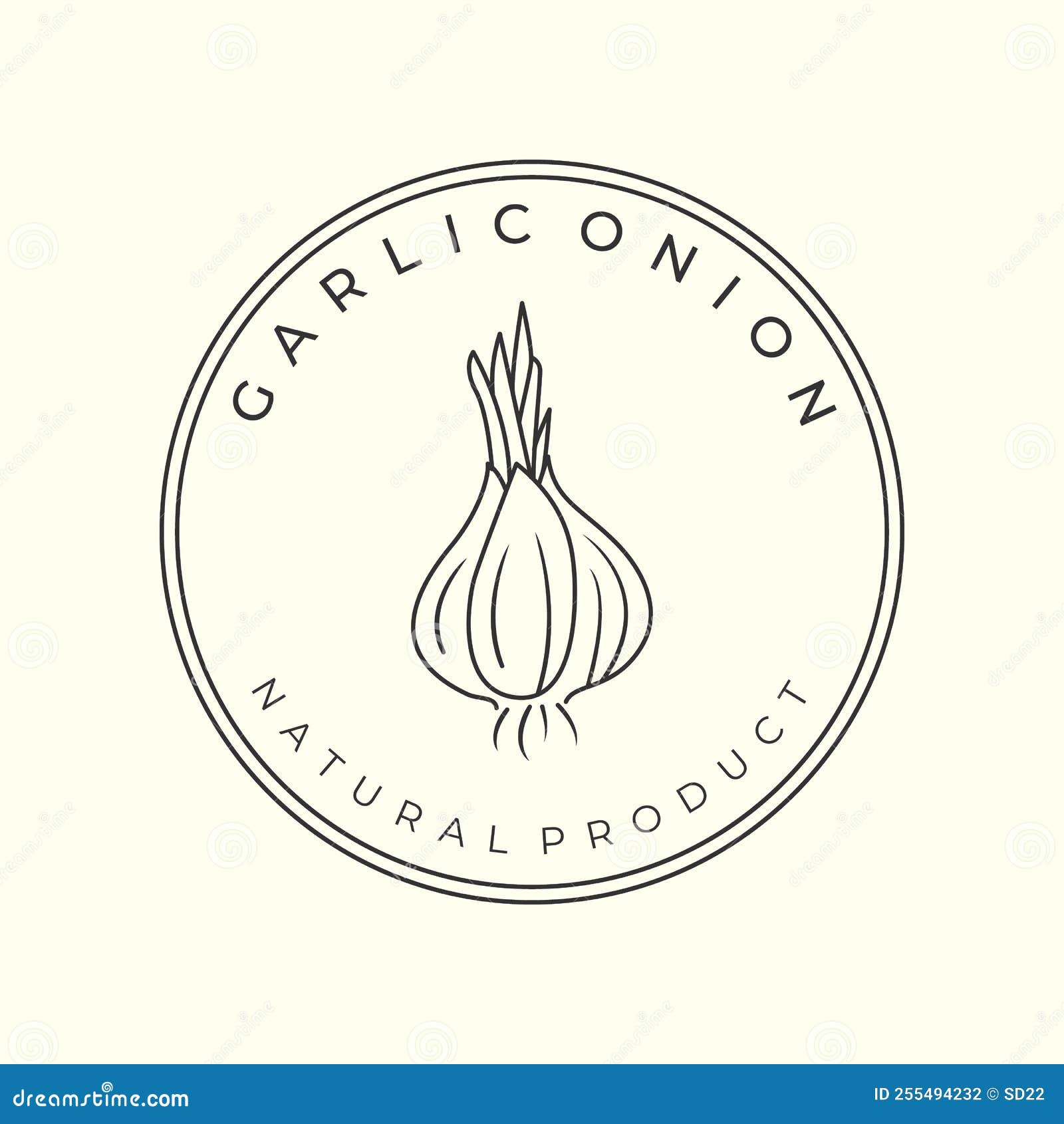 Garlic with Line Art and Emblem Style Logo Vector Illustration Icon ...