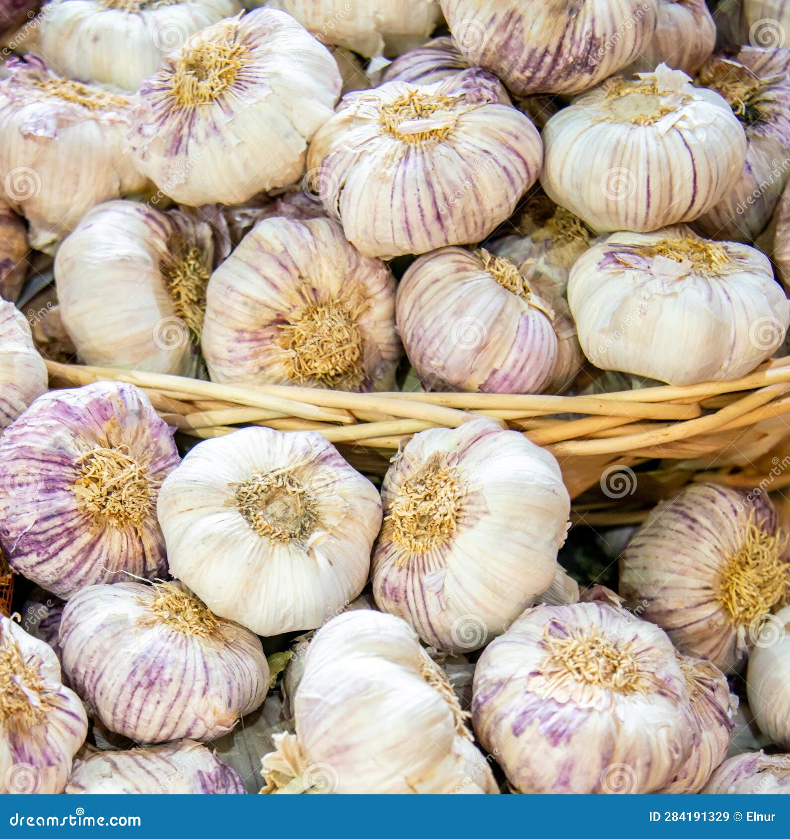 Garlic at the Market Display Stall Stock Image - Image of groceries ...