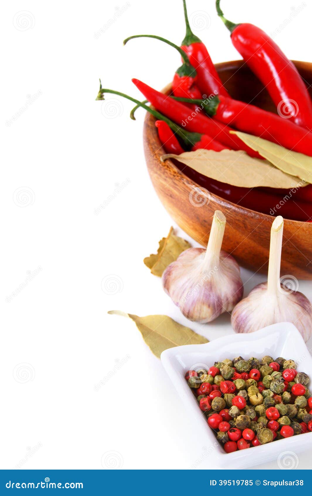 Garlic and peppers. stock image. Image of isolated, green - 39519785