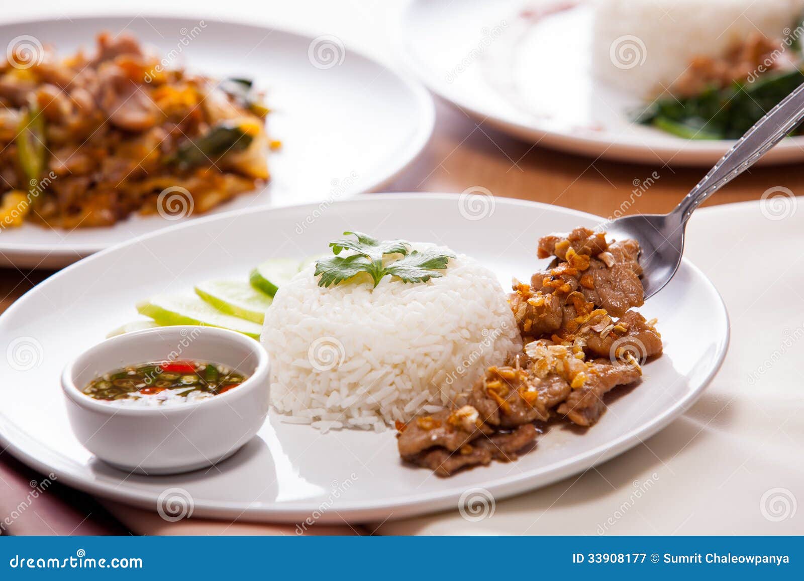 Garlic pork rice stock image. Image of drink, freshness - 33908177