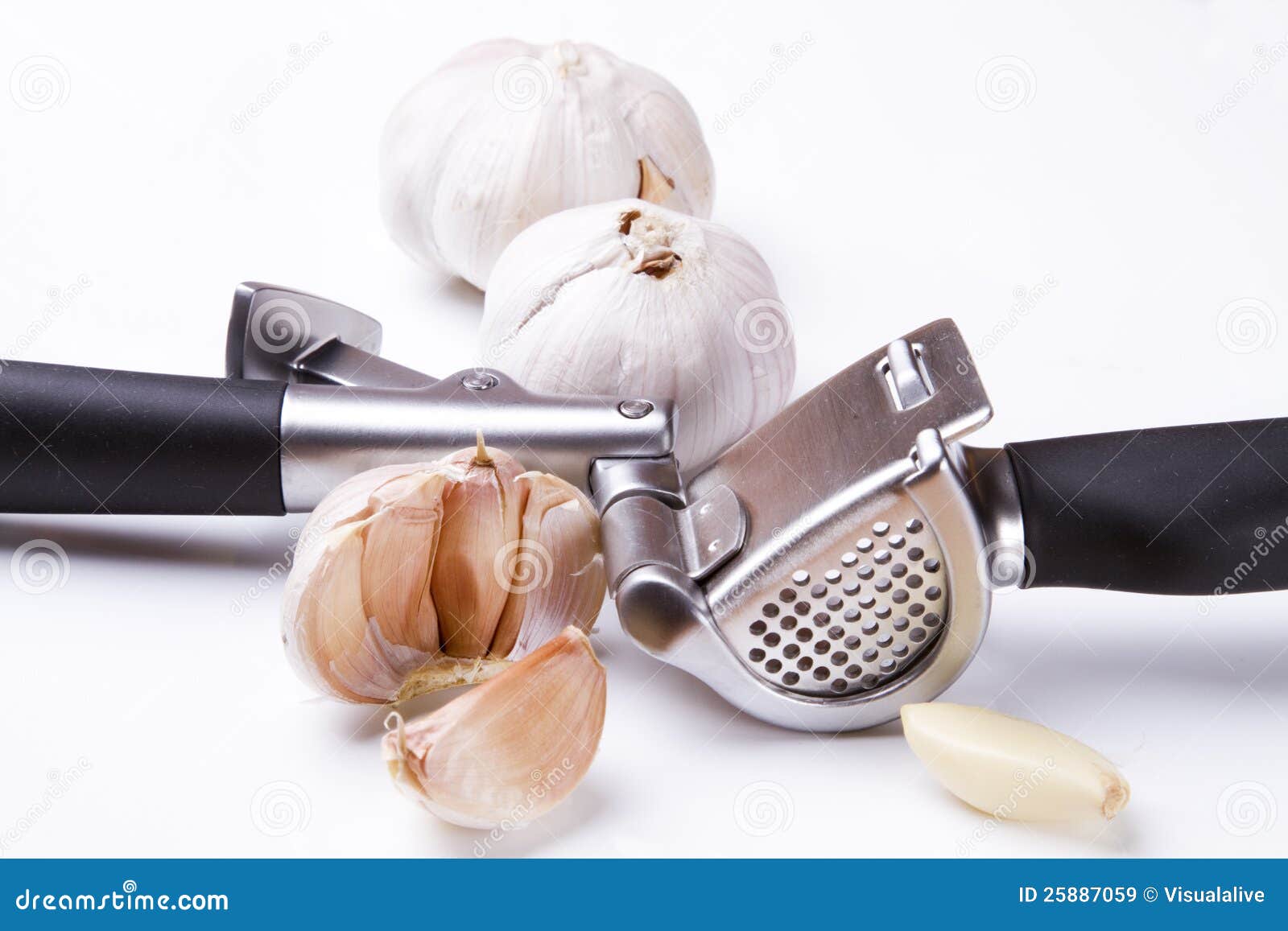 Garlic press and garlic stock image. Image of herb, healthy - 25887059