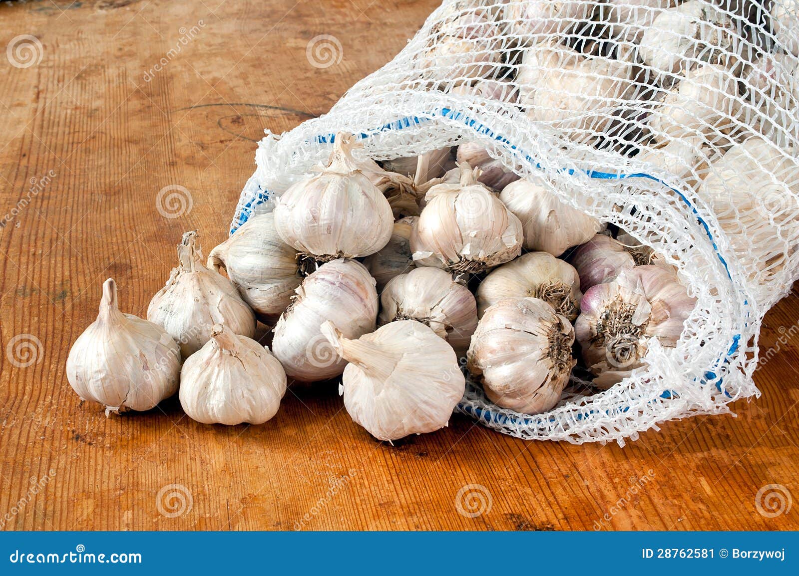 Garlic in a sack stock image. Image of cook, flavour - 28762581
