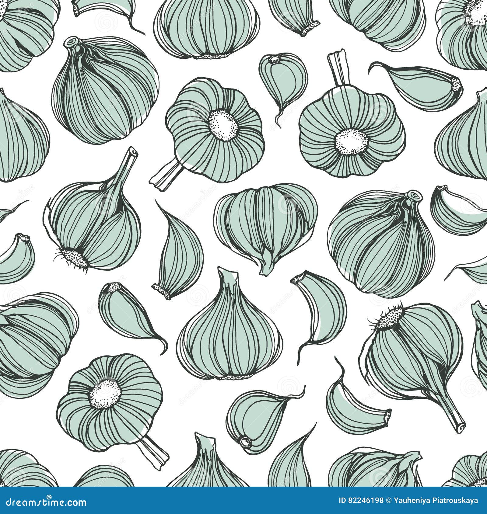 Garlic seamless pattern stock vector. Illustration of food - 82246198