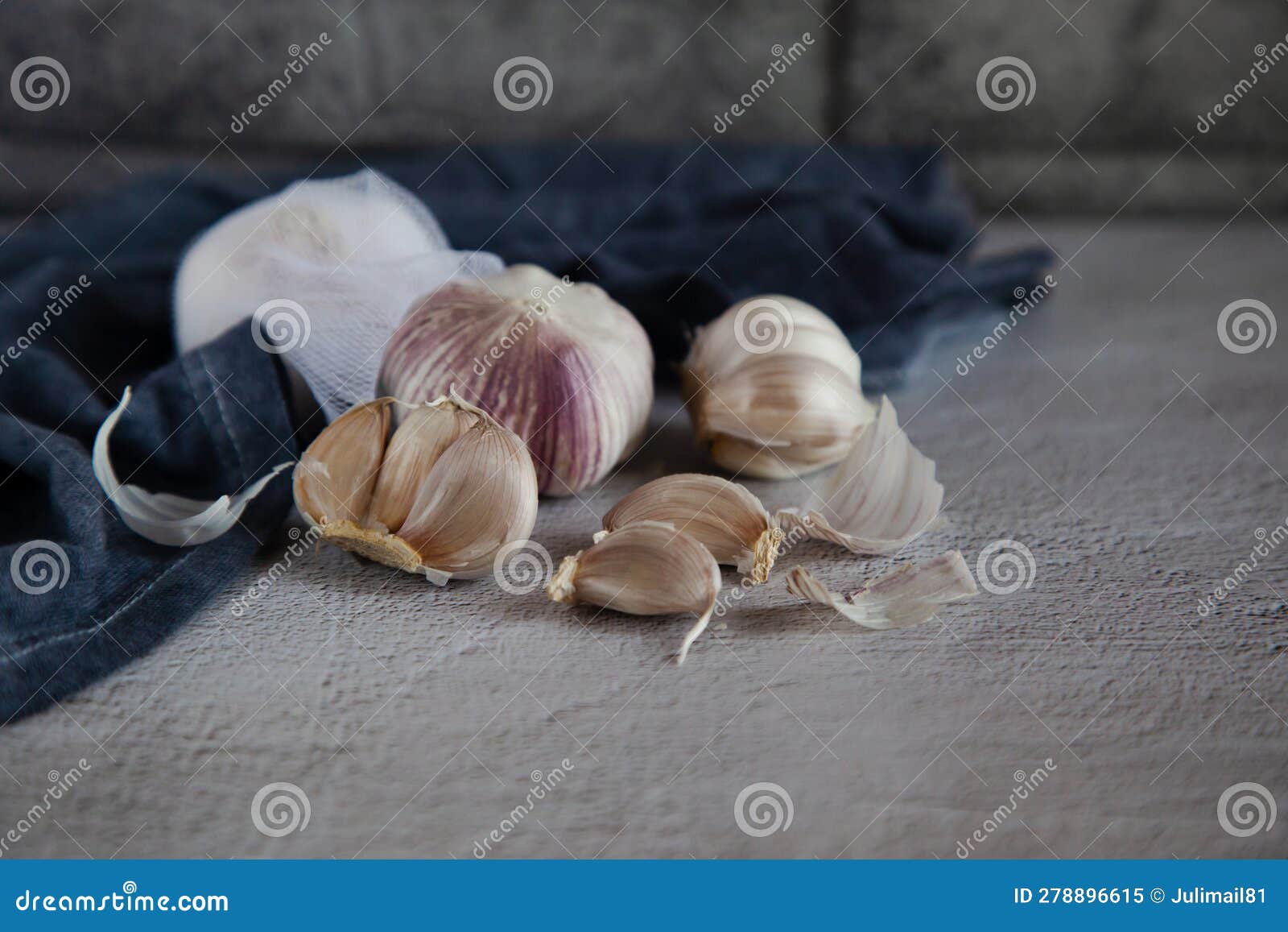 Garlic Set on a Gray Background Stock Image - Image of leaf, white ...