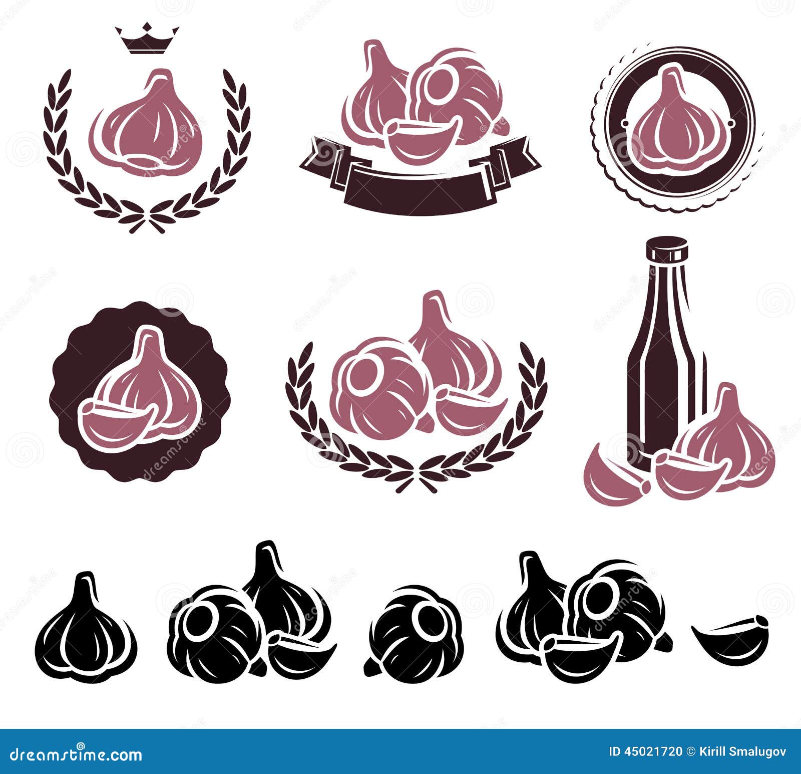 Garlic set. Vector stock vector. Illustration of element - 45021720