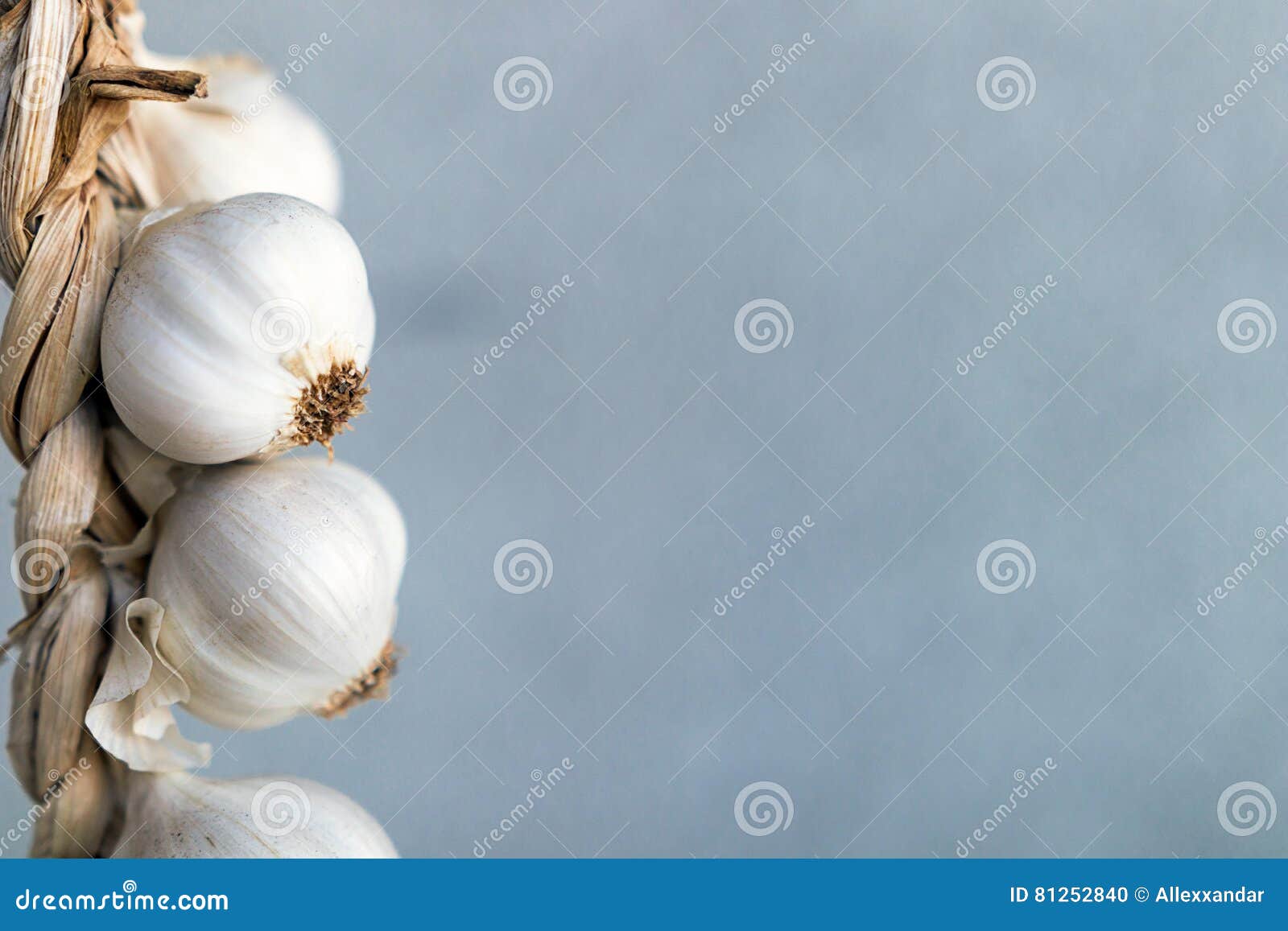 Garlic. String of Garlic Close-up Stock Photo - Image of bundle, fresh ...