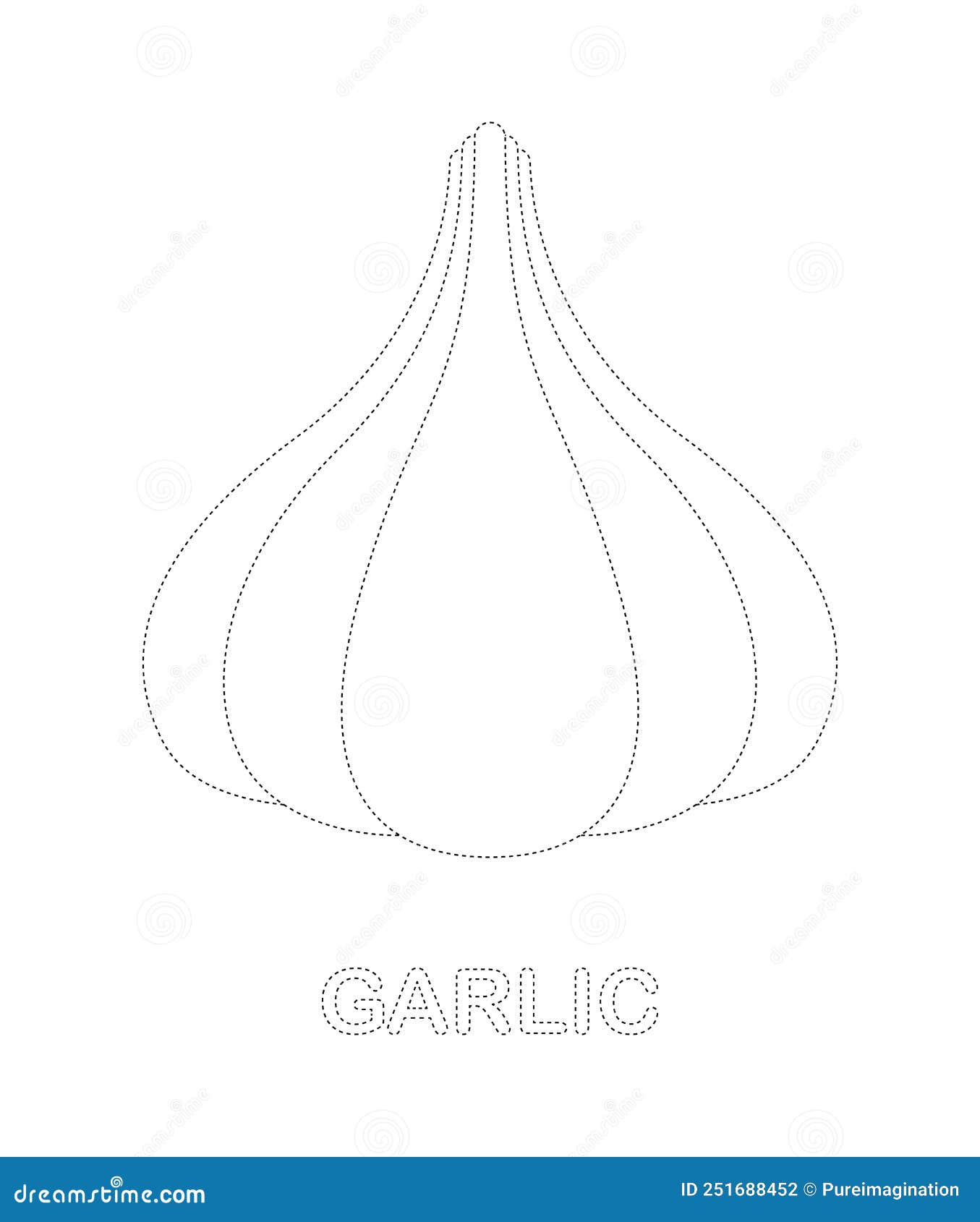 Garlic Tracing Worksheet for Kids Stock Vector - Illustration of book ...