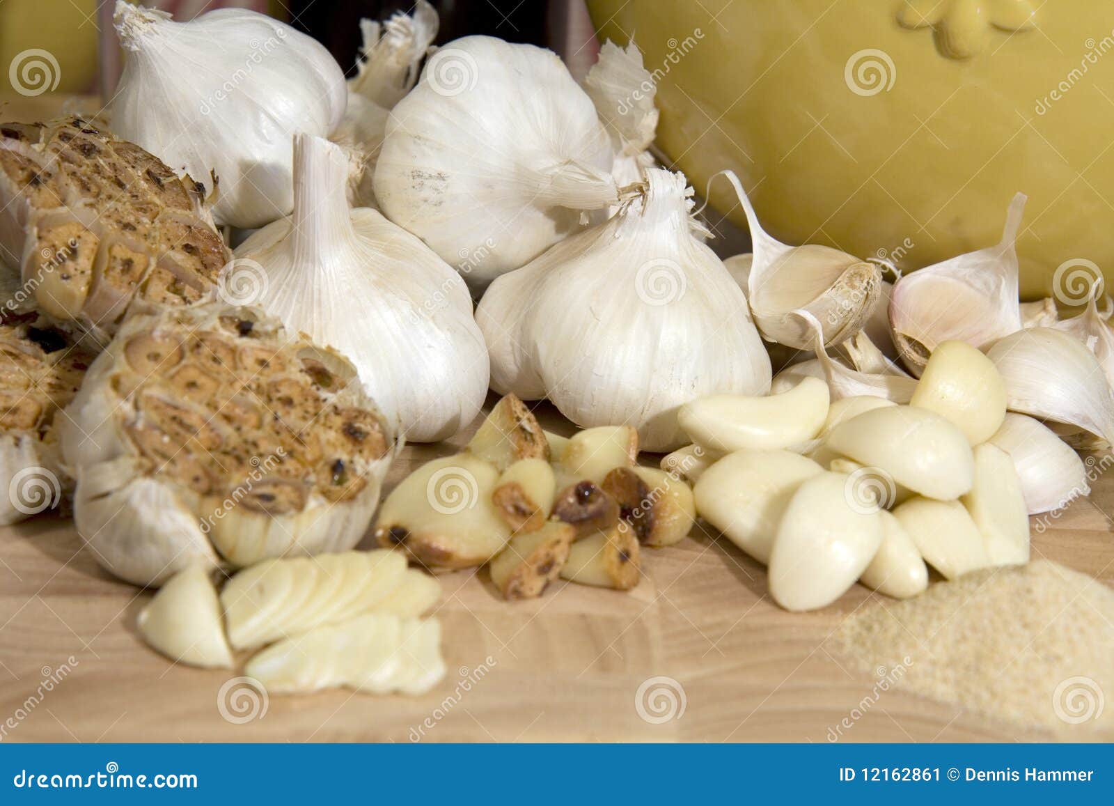 Garlic in various forms stock image. Image of seasoning - 12162861