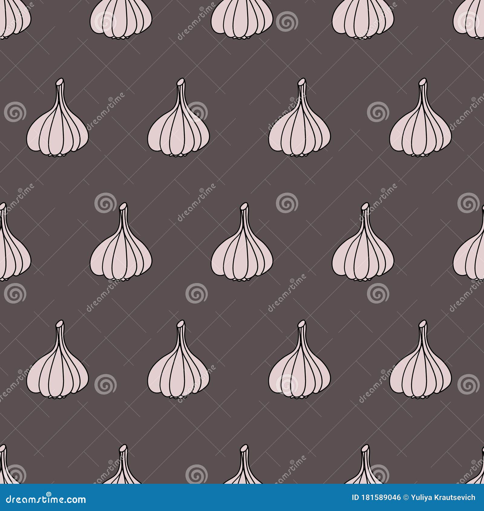 Garlic. Vector Flat Illustration. Doodle Element. Seamless Pattern ...