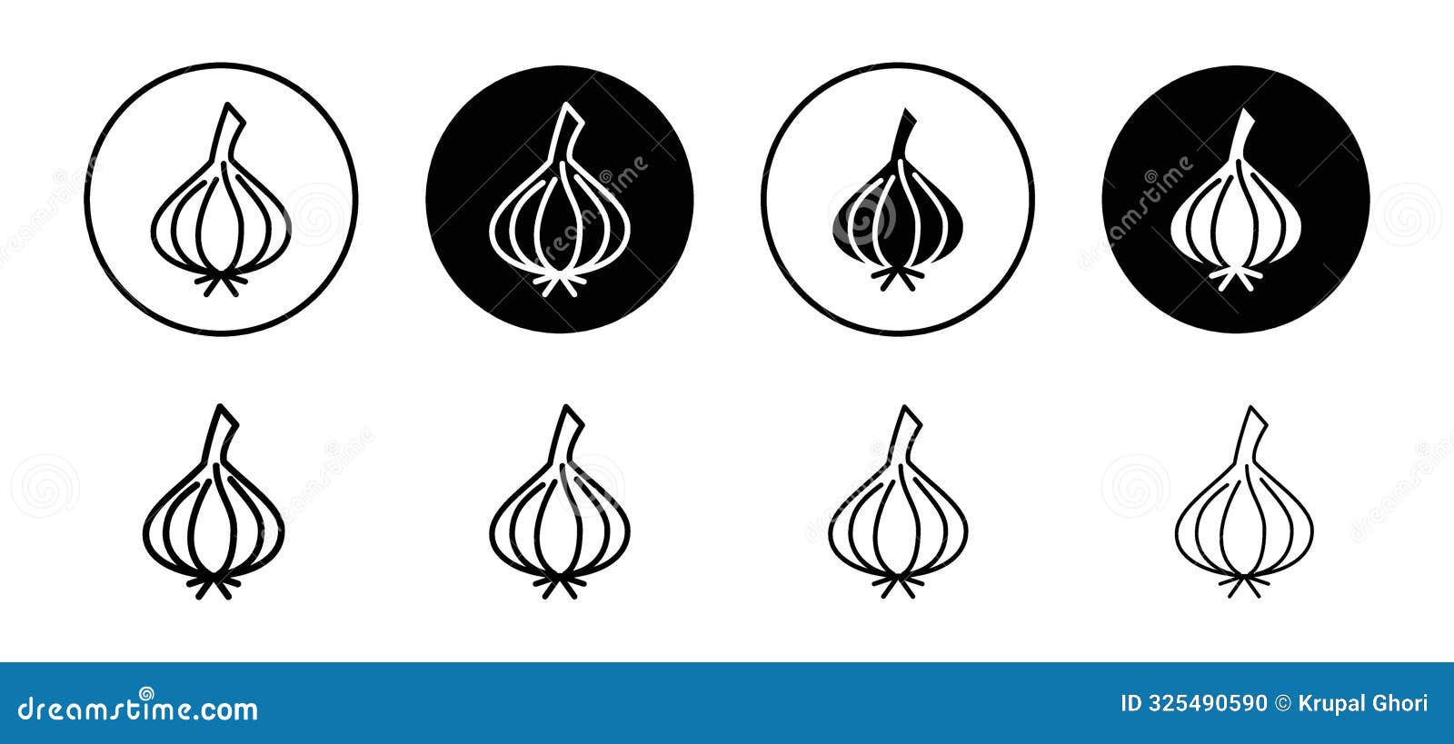 Garlic Vector Icon Set Collection. Garlic Outline Flat Icon Stock ...