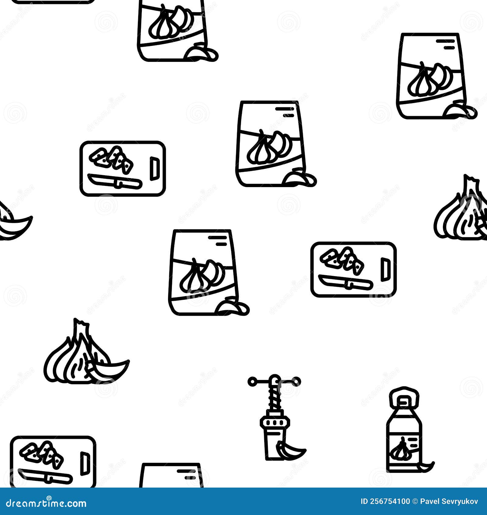 Garlic White Clove Fresh Vector Seamless Pattern Stock Illustration ...