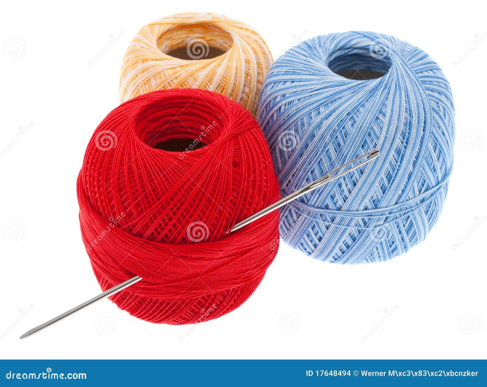 Garn mit Nadel stockfoto. Bild von blau, kurzwaren, getrennt - 17648494
