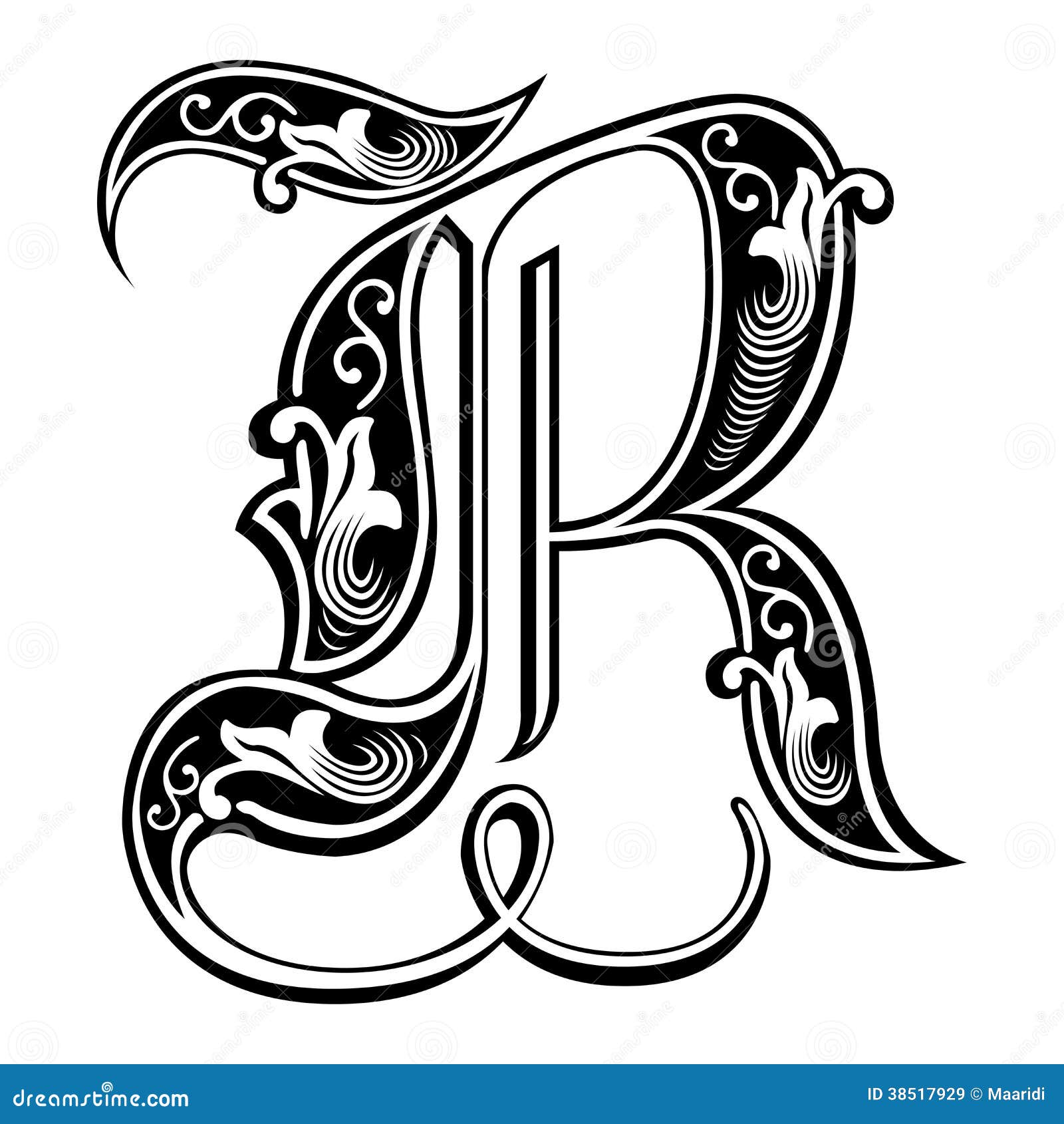 Garnerad Gotisk Stilstilsort, Bokstav R Vektor Illustrationer ...