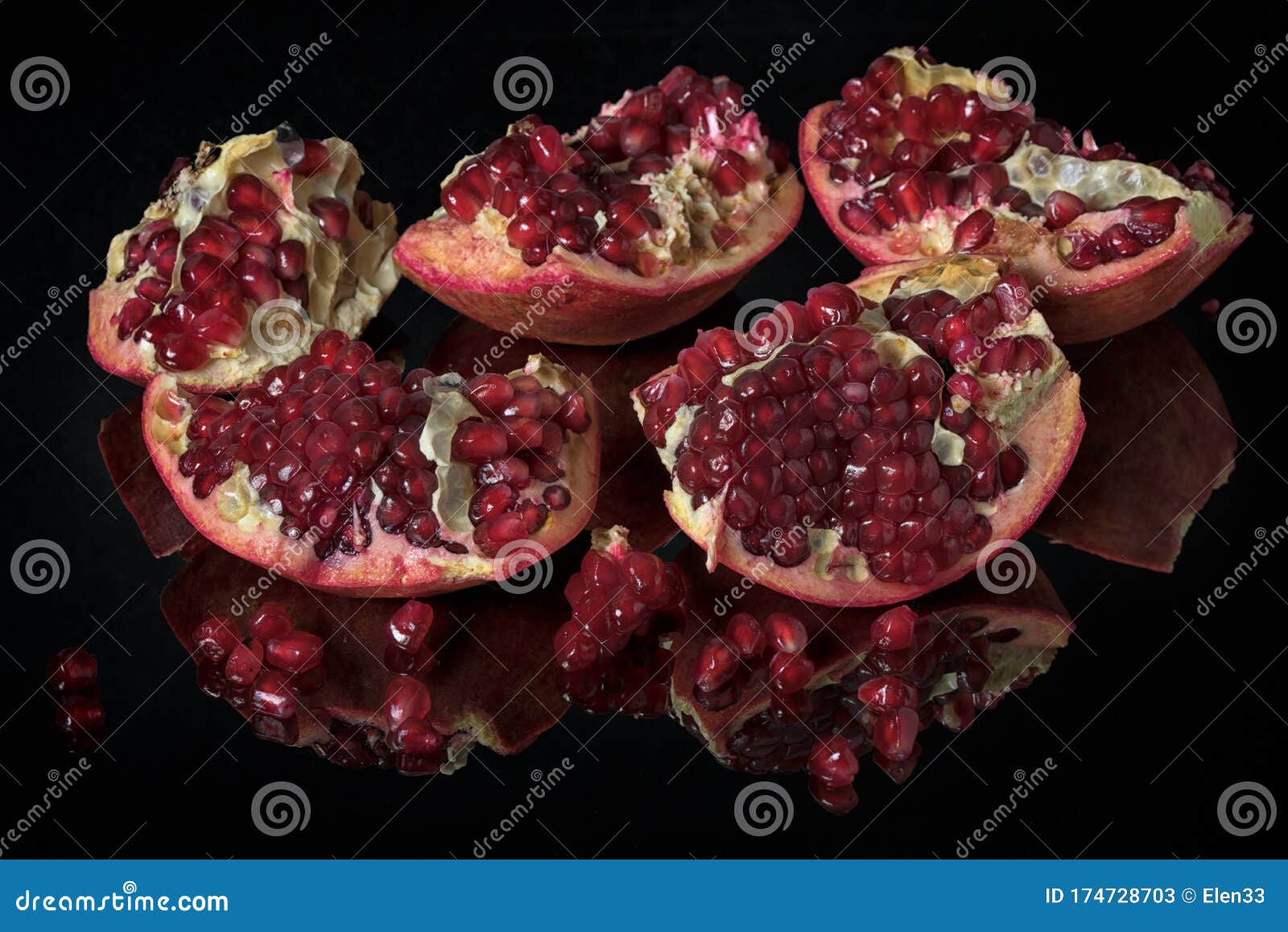 Garnet on a Dark Mirror Table Stock Image - Image of reflections, black ...