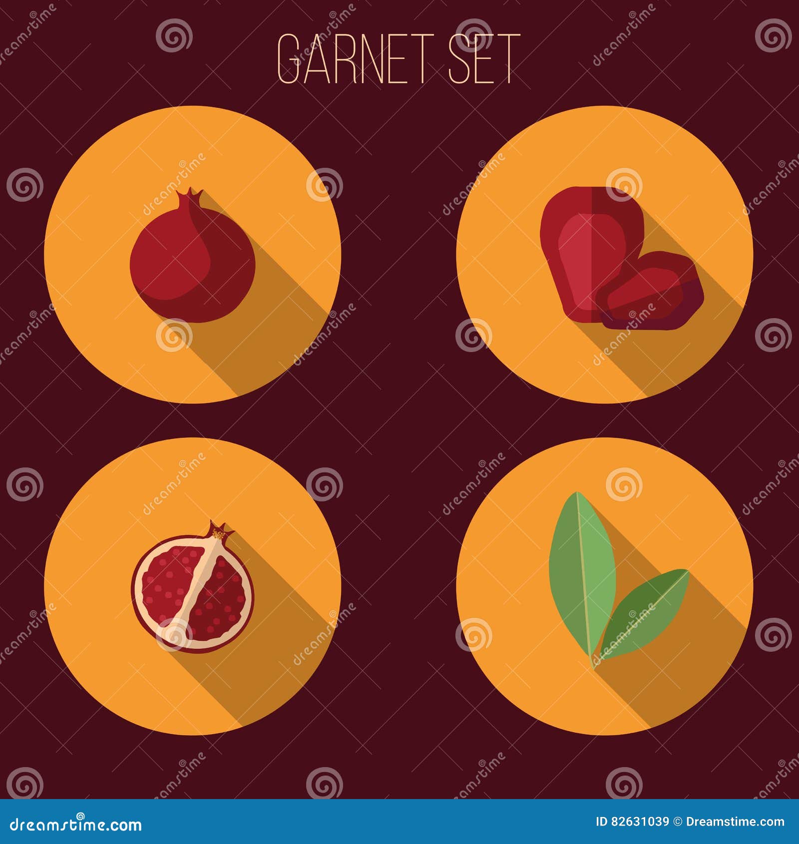 Garnet set stock vector. Illustration of juicy, nature - 82631039