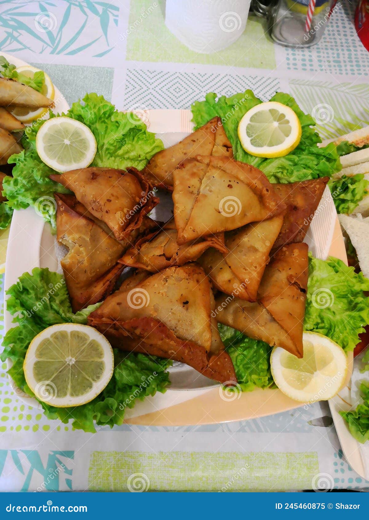 Garnish Chicken samoosy stock image. Image of fish, cuisine - 245460875