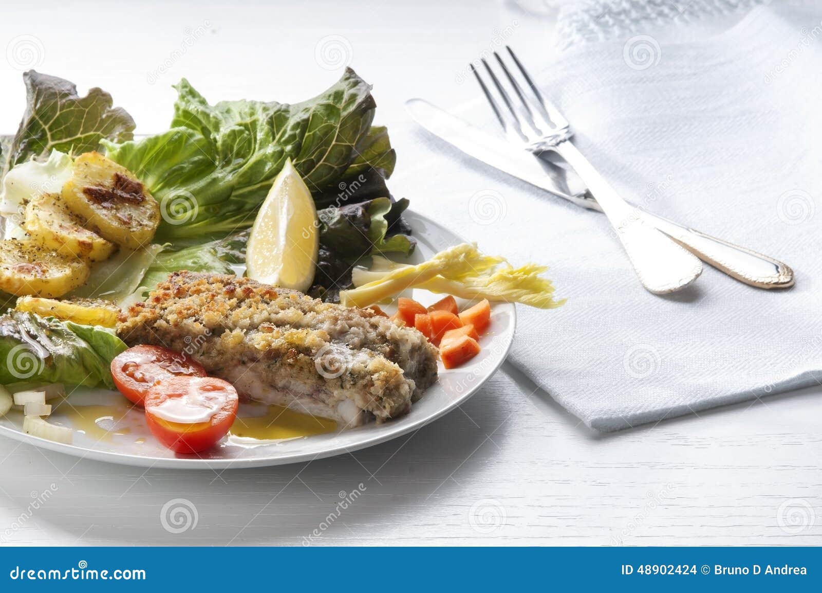 Garnish fish fillet stock photo. Image of lemon, natural - 48902424