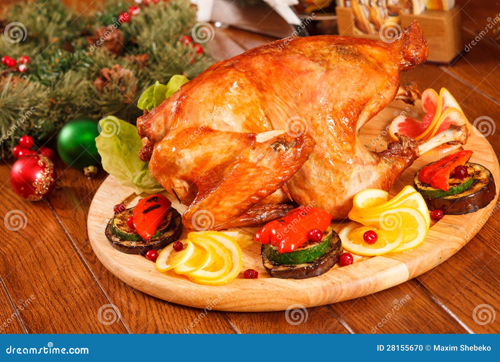 Garnished roasted turkey stock photo. Image of delicious - 28155670