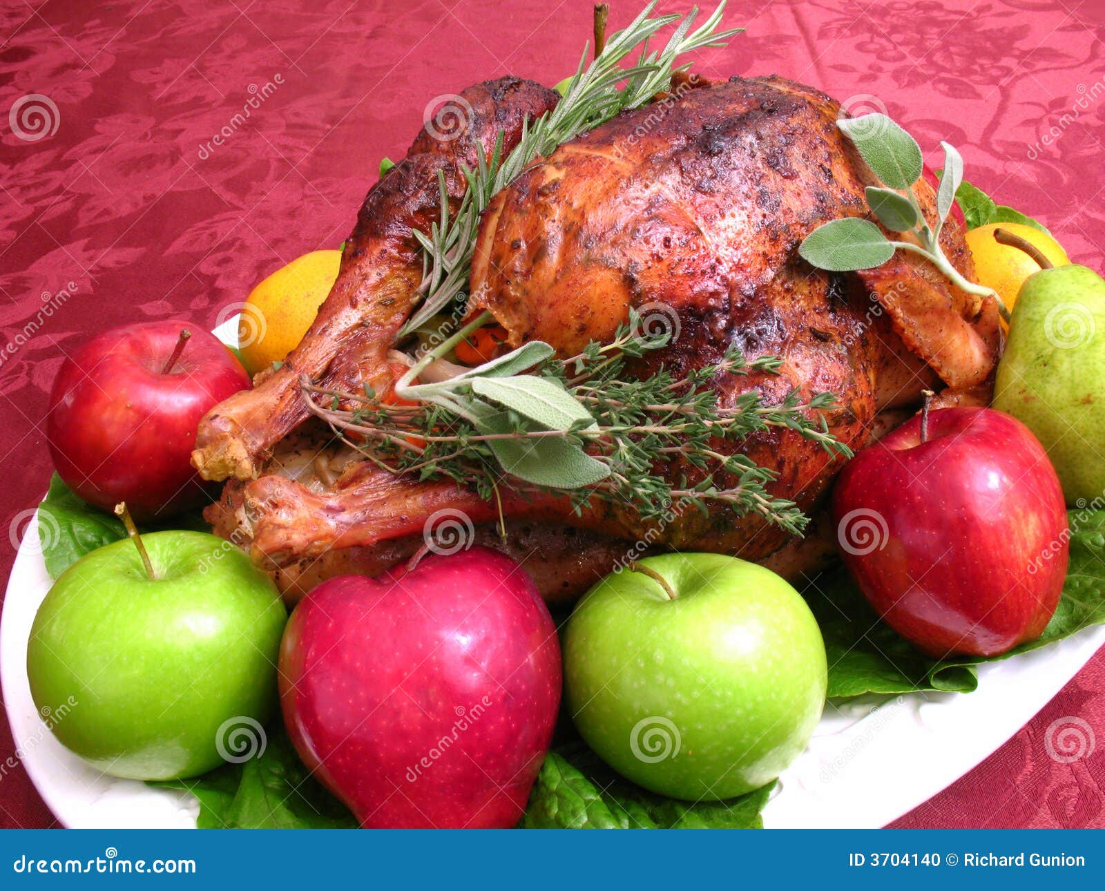 Garnished Thanksgiving Turkey Stock Photo - Image of thyme, rosemary ...
