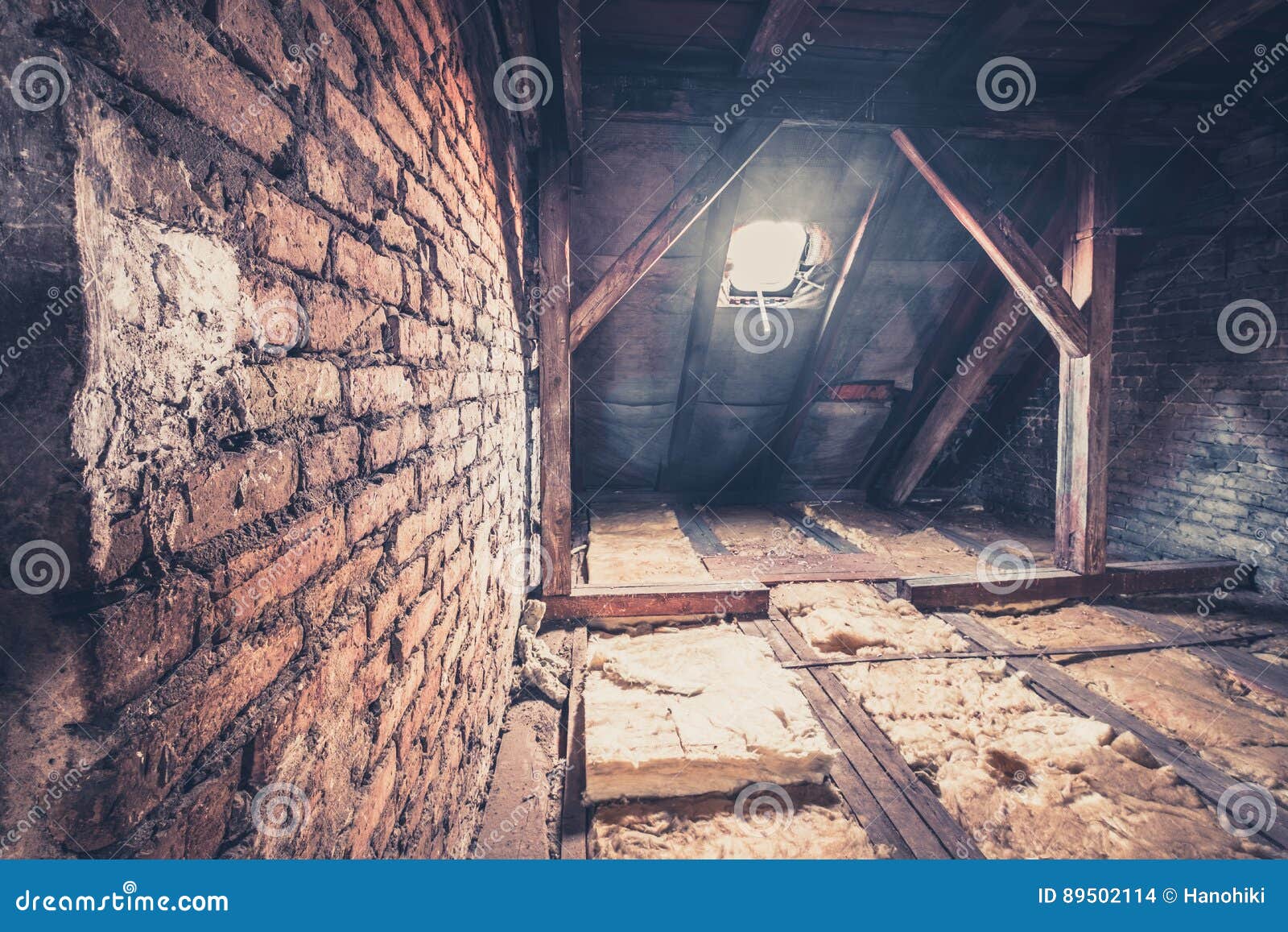 Garret, Attic Loft / Roof Construction Stock Photo - Image of ...
