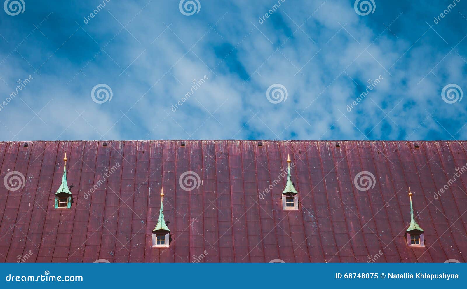 Garret Roof with Window and Chimney, Riga, Latvia Stock Image - Image ...