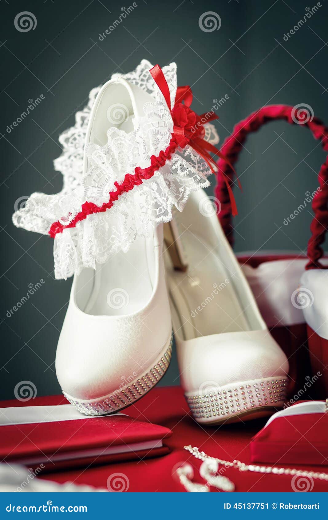 Garter on wedding shoes. stock image. Image of shoe, style - 45137751