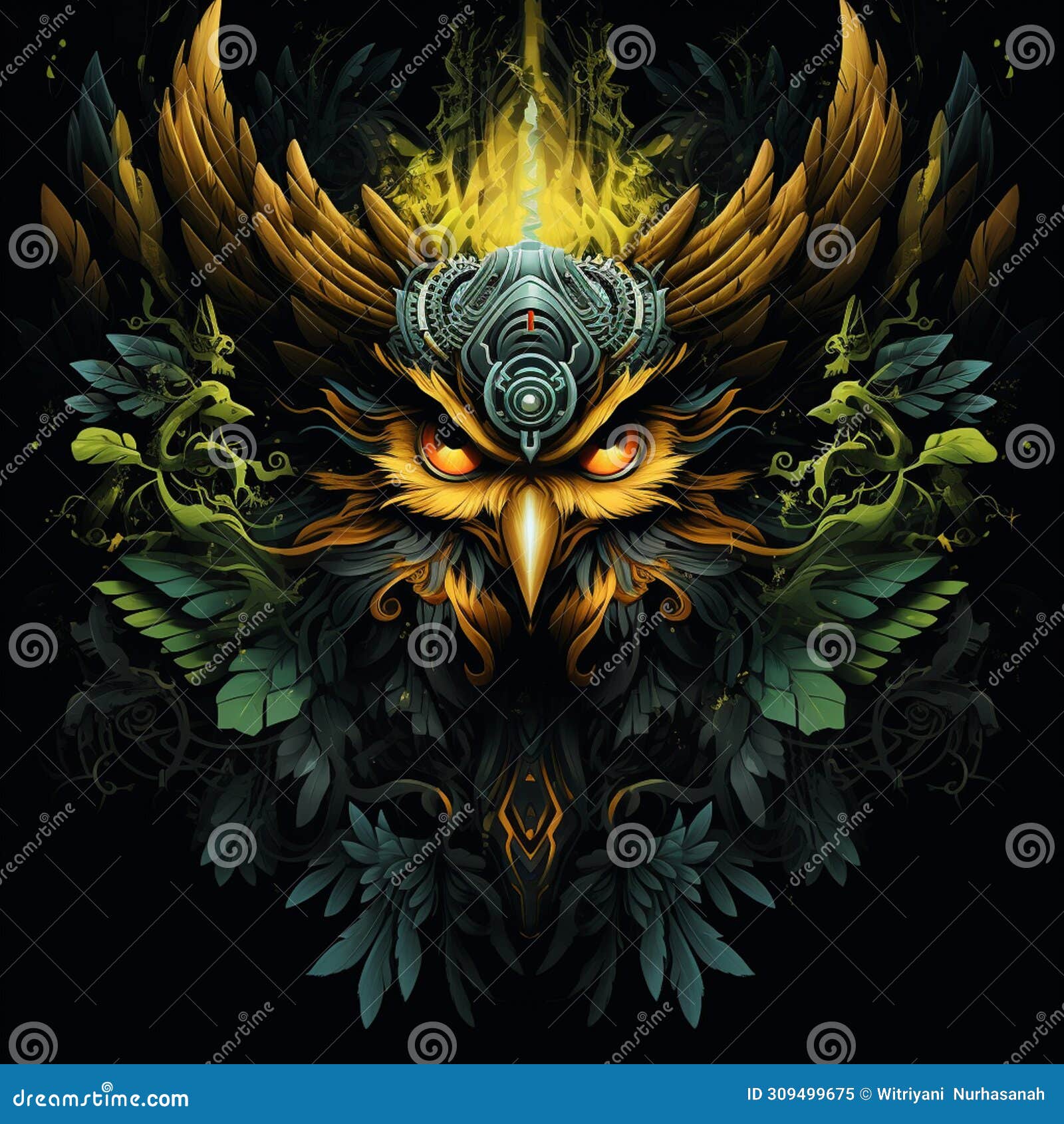 Garuda. Abstract, Neon, Multi-colored Portrait of a Garuda Bird Looking ...